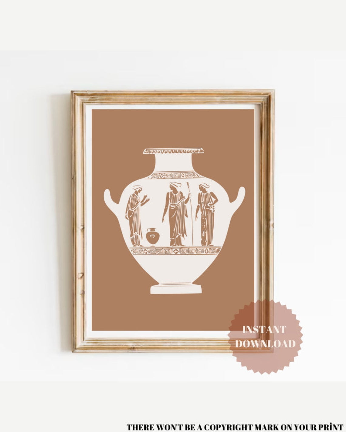 Greek Vase Print, Ancient Pottery Poster For Aesthetic Bohemian Kitchen Decor With Terracotta ...