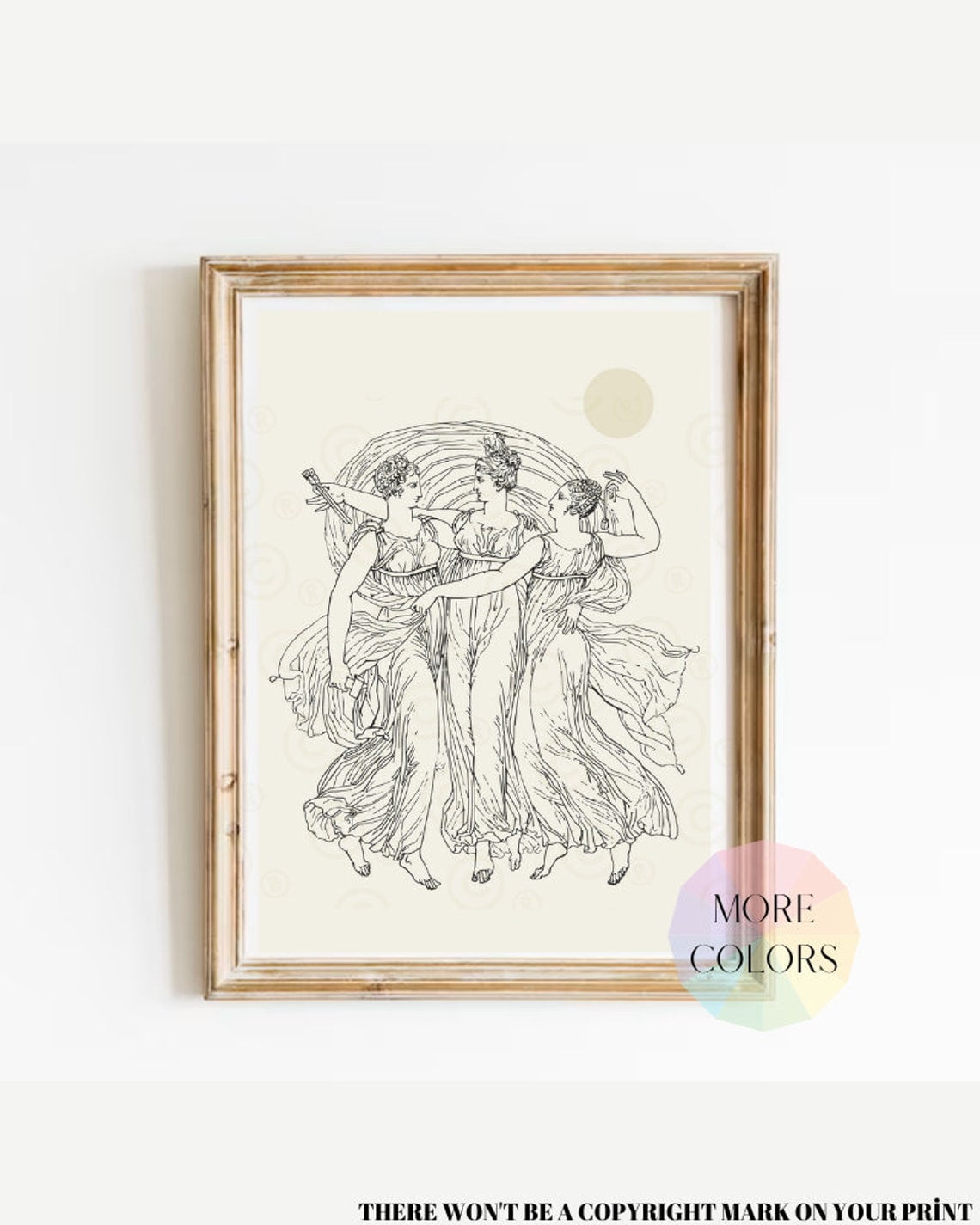 Greek Women Print, Three Graces Wall Art, Mythology Poster, Red And ...