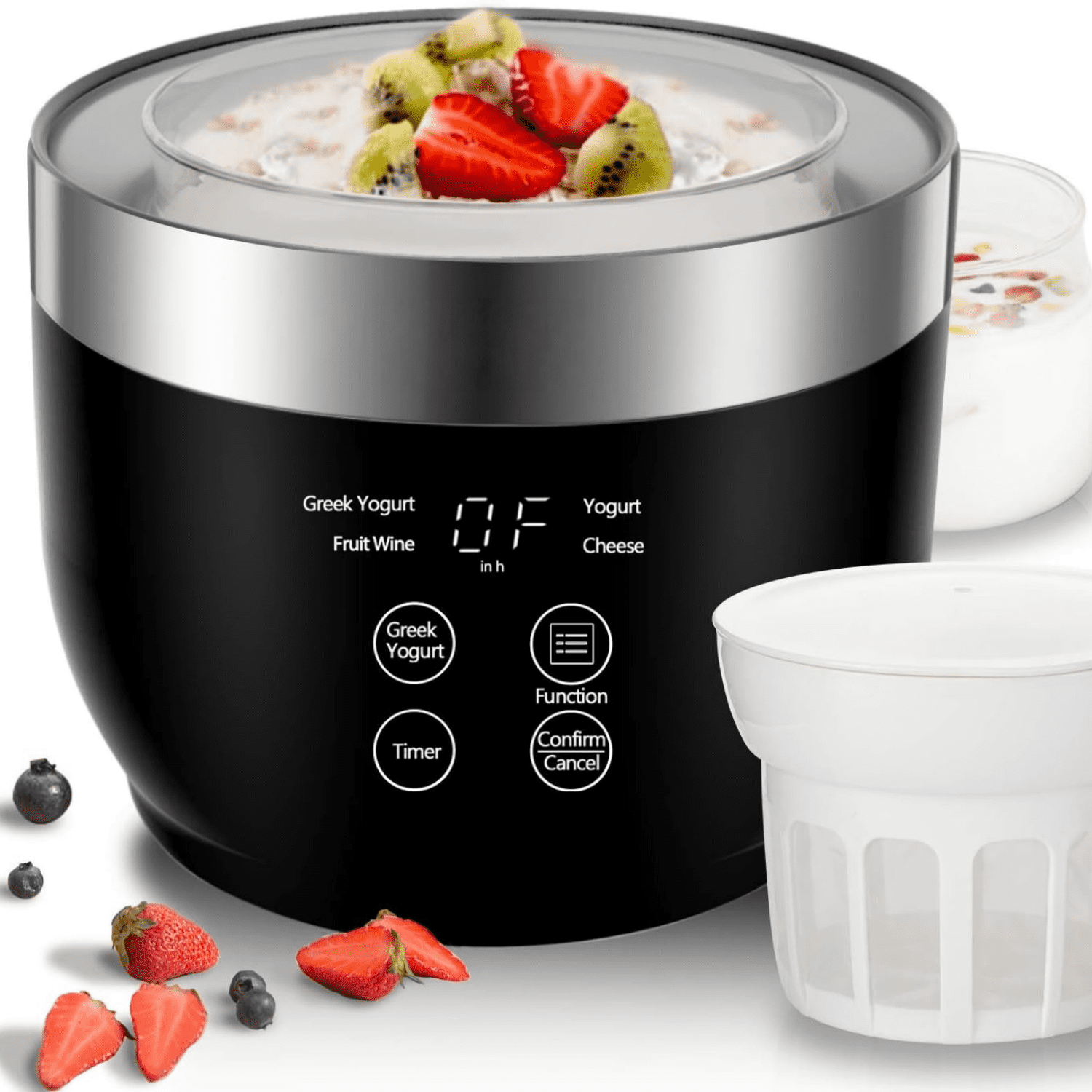 Greek Yogurt Maker Machine with Strainer and Timer Control, Stainless ...