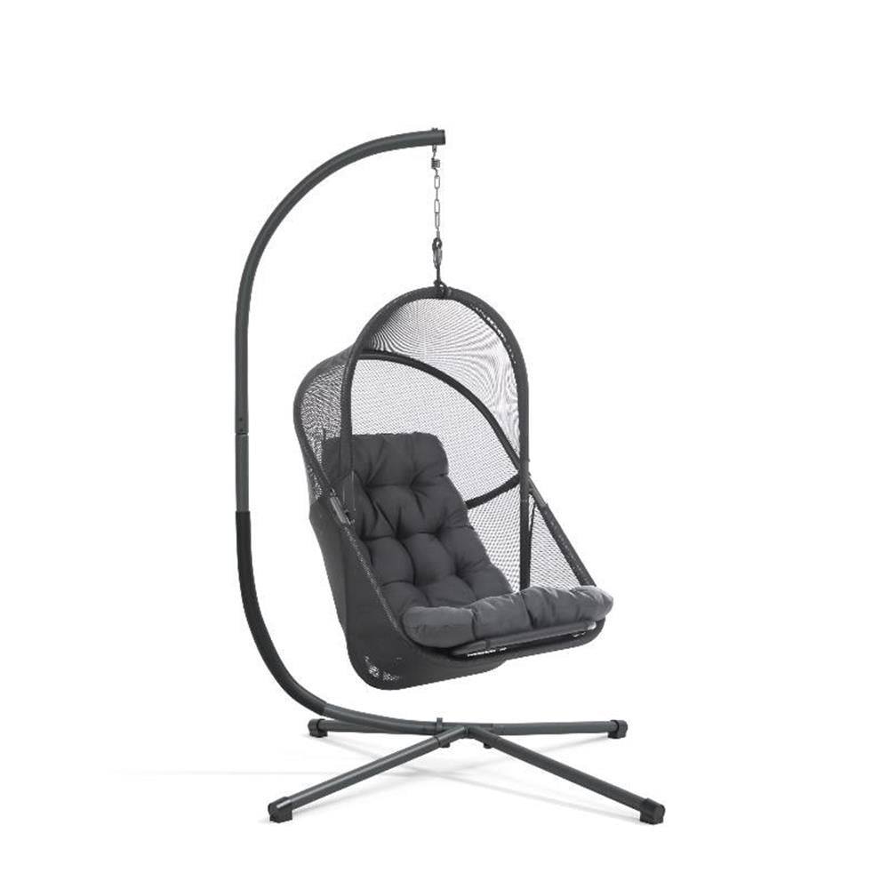 greemotion 2-Piece Outdoor Foldable Mesh Fabric Egg Swing and Metal C ...