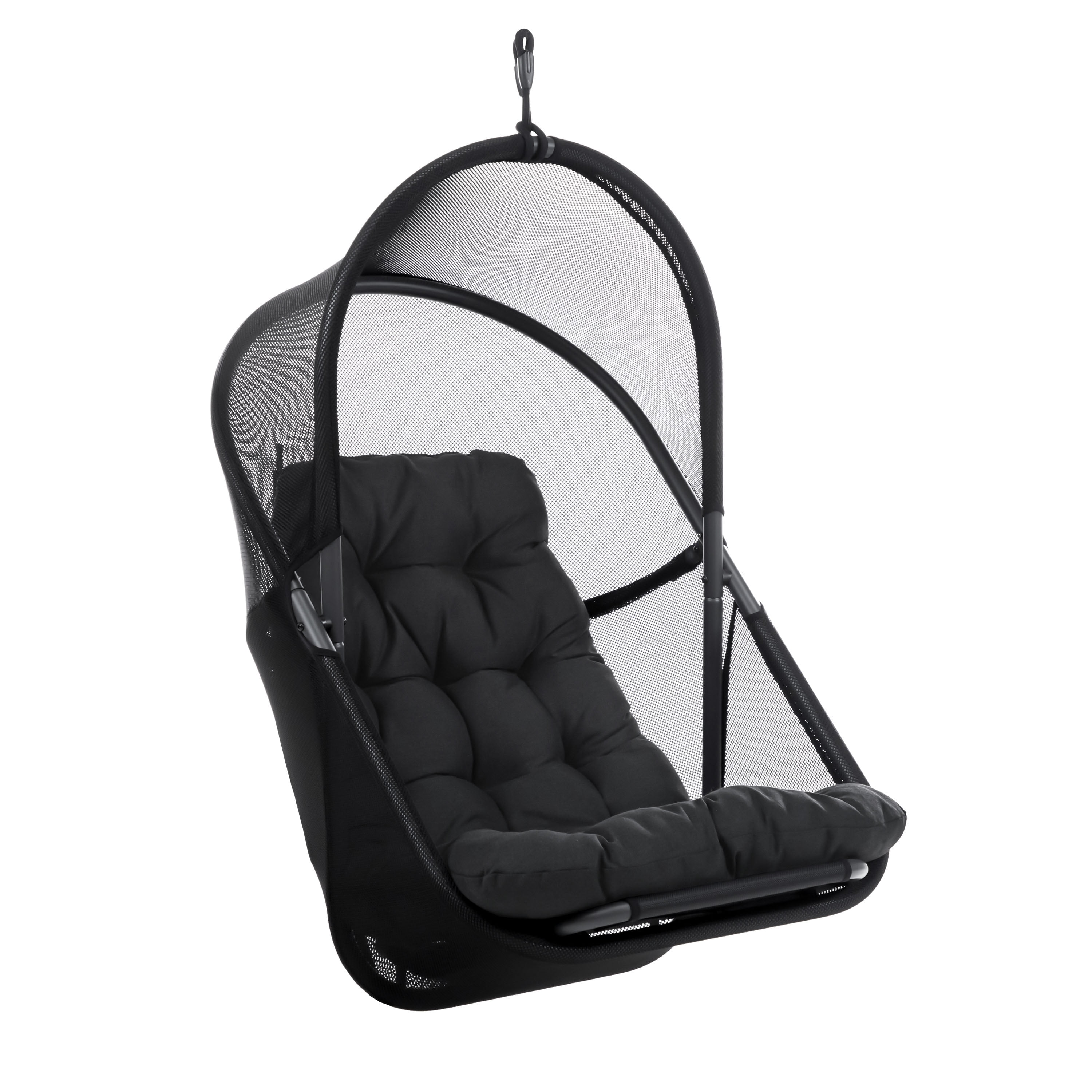 Greemotion Breeze Outdoor Foldable Mesh Fabric Egg Swing in Black ...