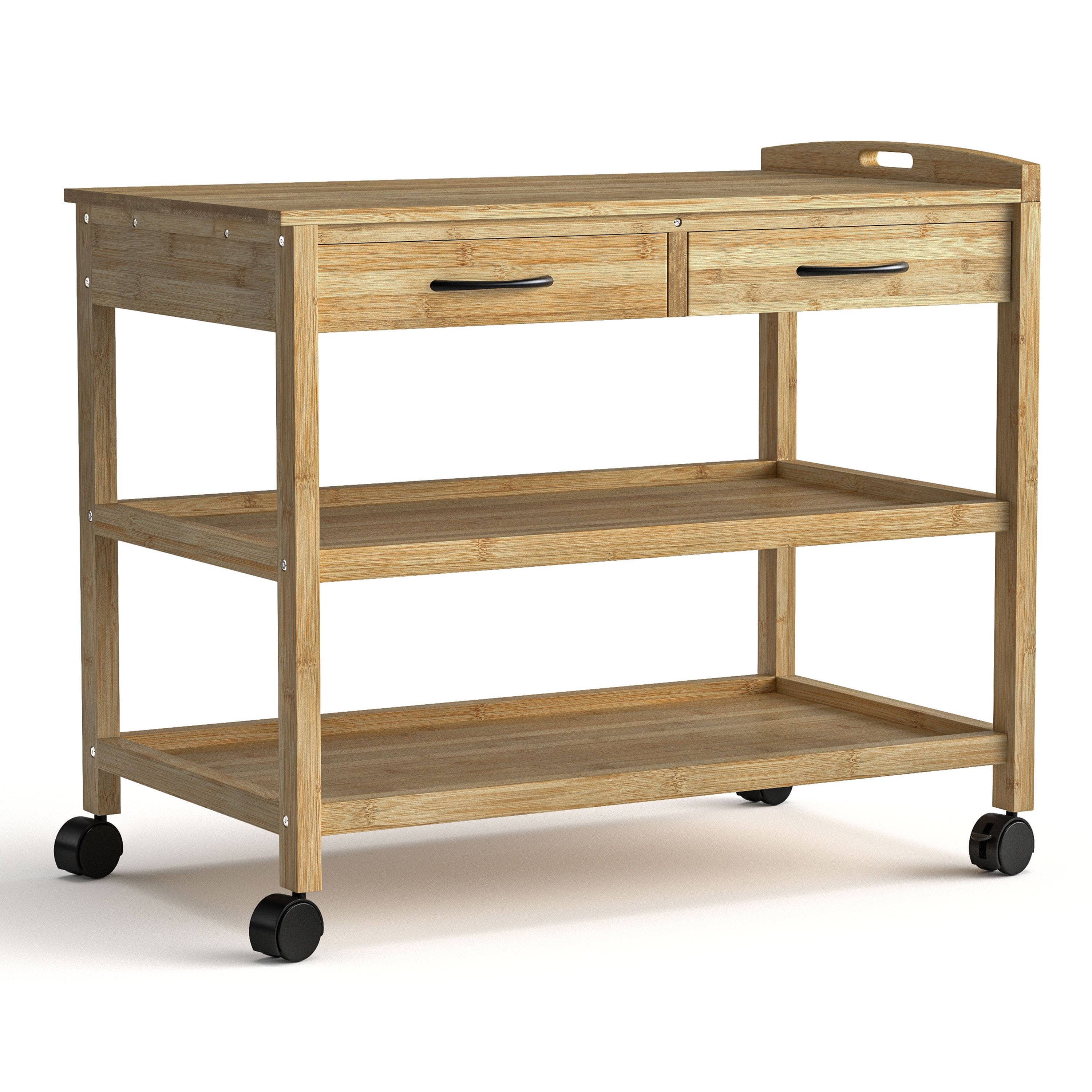 Greemotion Dohna Bamboo 2-Shelf Kitchen Cart with 2-Drawer in Natural ...