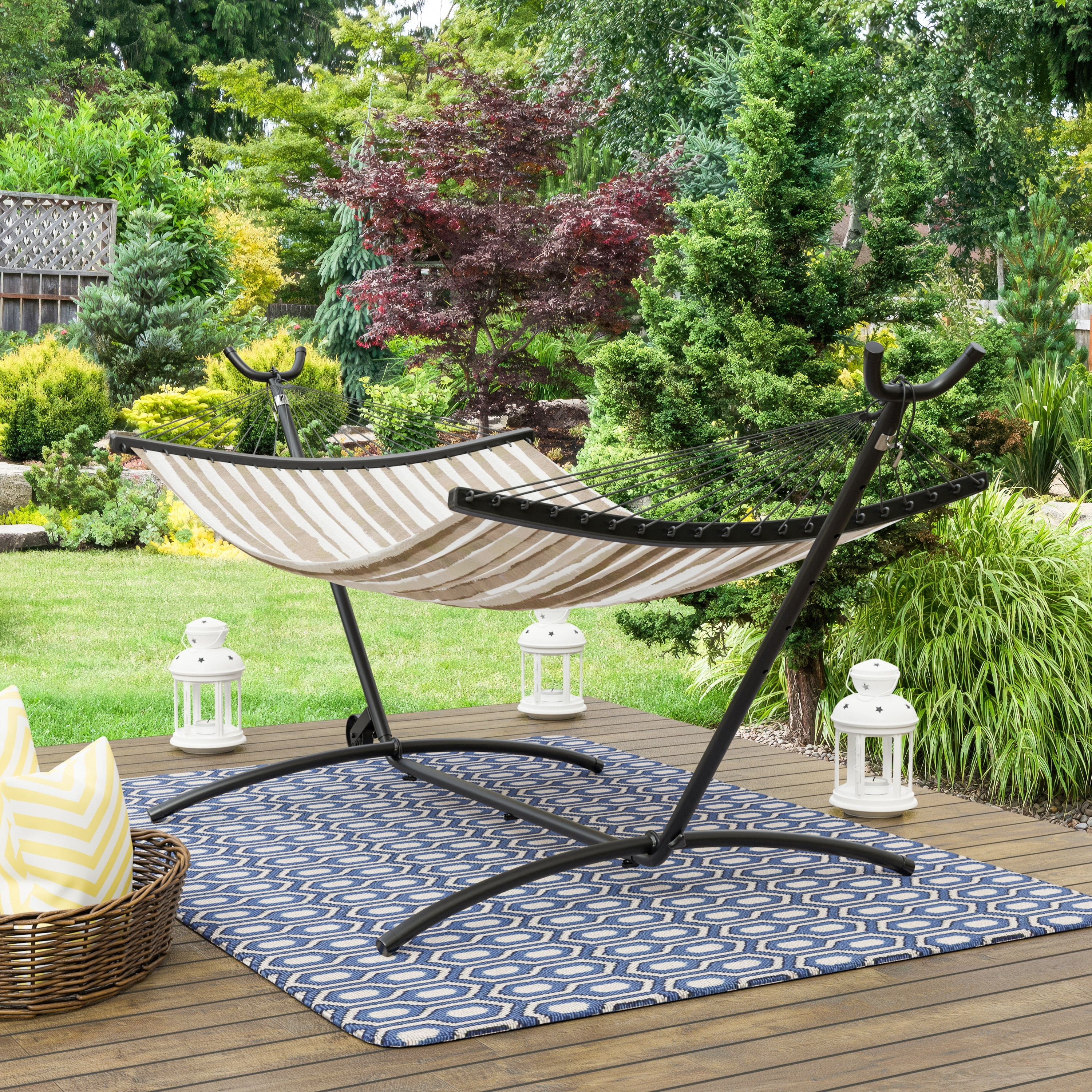 Greemotion Haley Outdoor Heavy Duty Metal Hammock Stand in Black ...