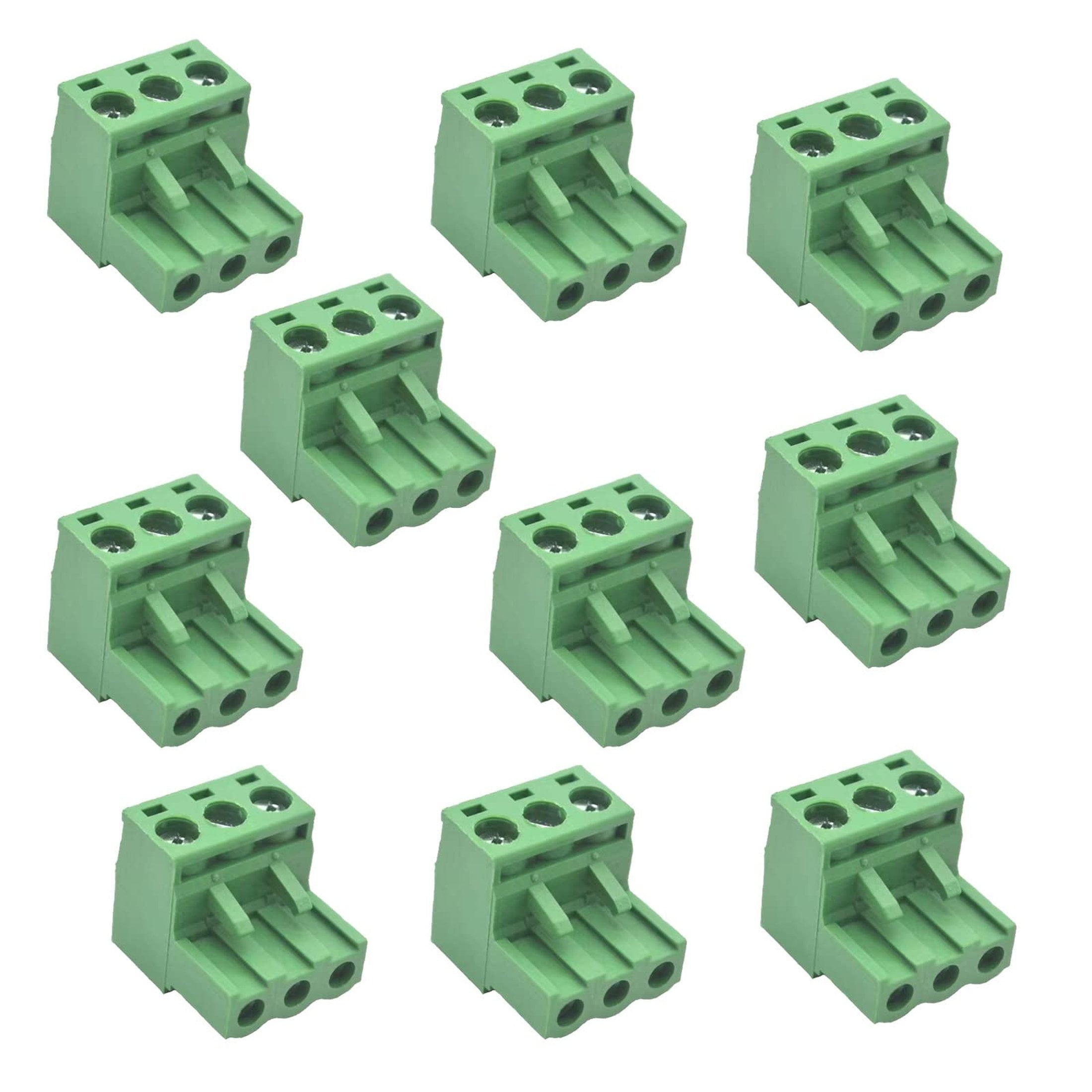 Green 10-Piece 5.08mm Pitch 3-Pin Pluggable Terminal Block Connectors ...