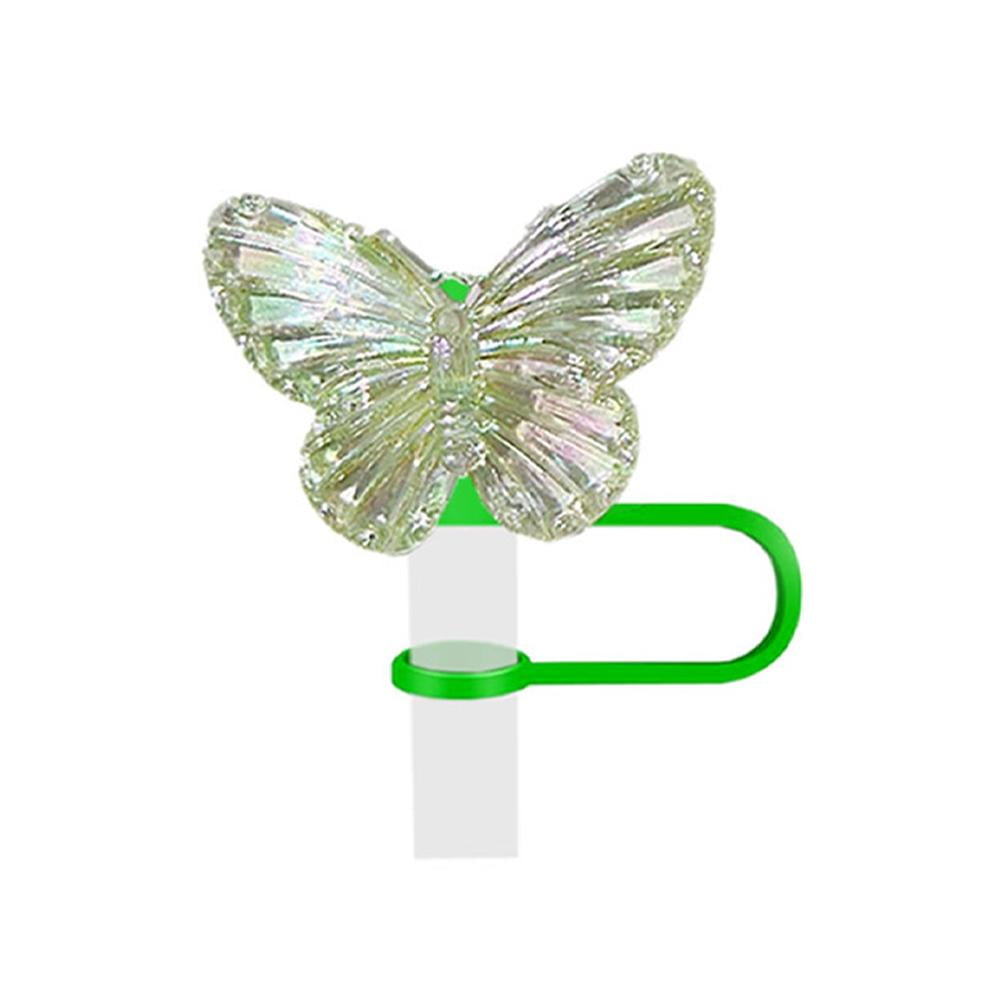 Green 10mm Butterfly Straw Dust Cover Acrylic Butterfly Decoration ...
