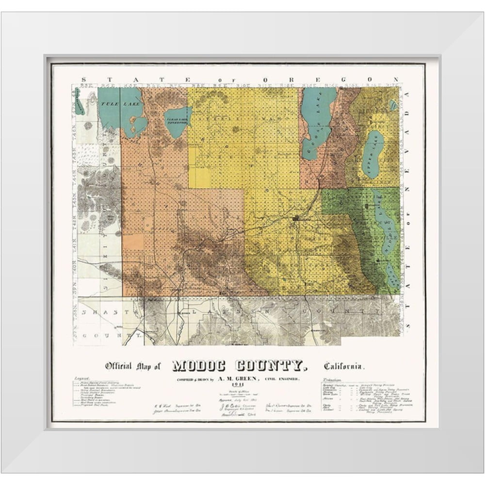 Green 12x12 White Modern Wood Framed Museum Art Print Titled - Modoc ...