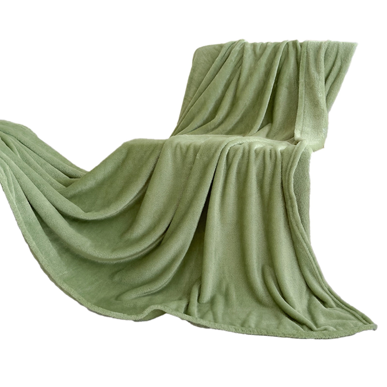Green 150X200Cm Super Soft Fleece Blanket, Warm Solid Color Throw Rug ...