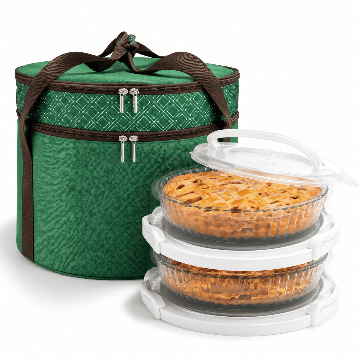 Green 2 Pack Pie Carrier With Lids And Handles, Cupcake And Pizza ...