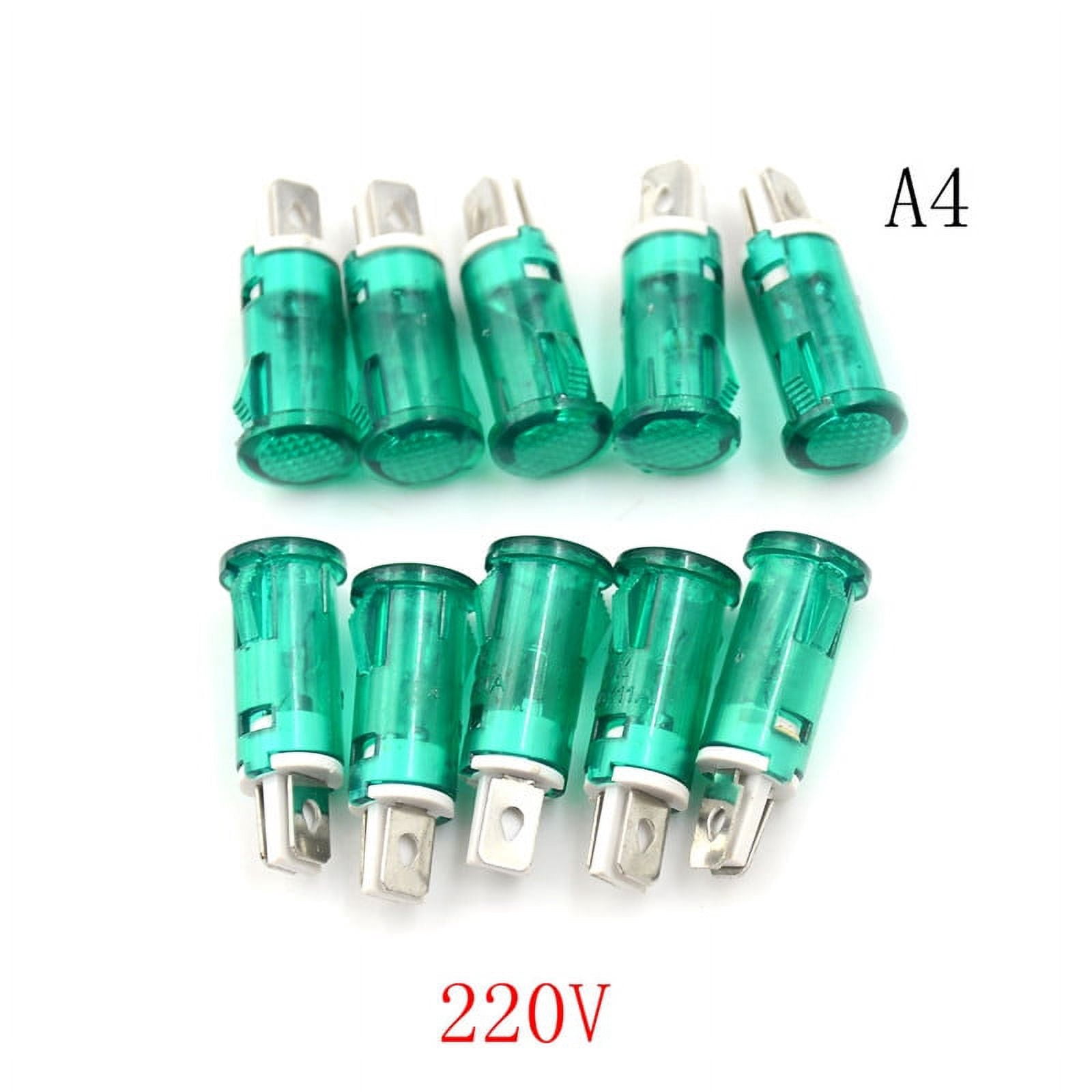 (Green 220V) 10PCS Signal Lamp 10mm Red Green Yellow Lamp Indicator ...