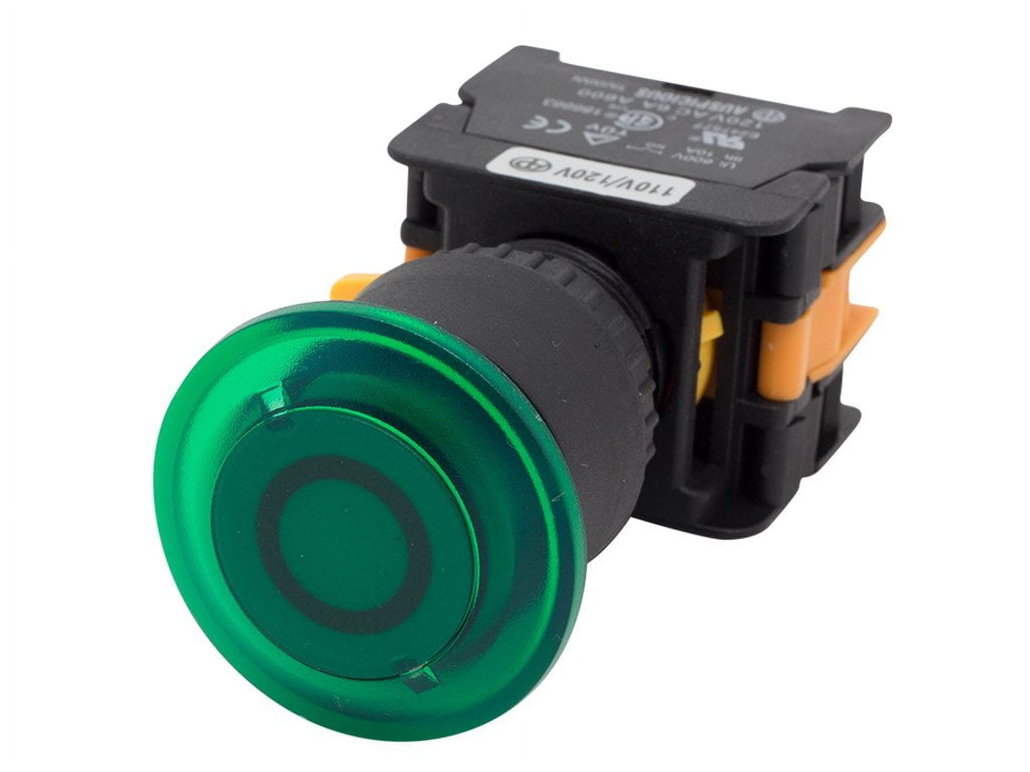 Green 22Mm 1NC 1NO Latching Maintained Push Button Switch 24V LED Illuminated - Walmart.com