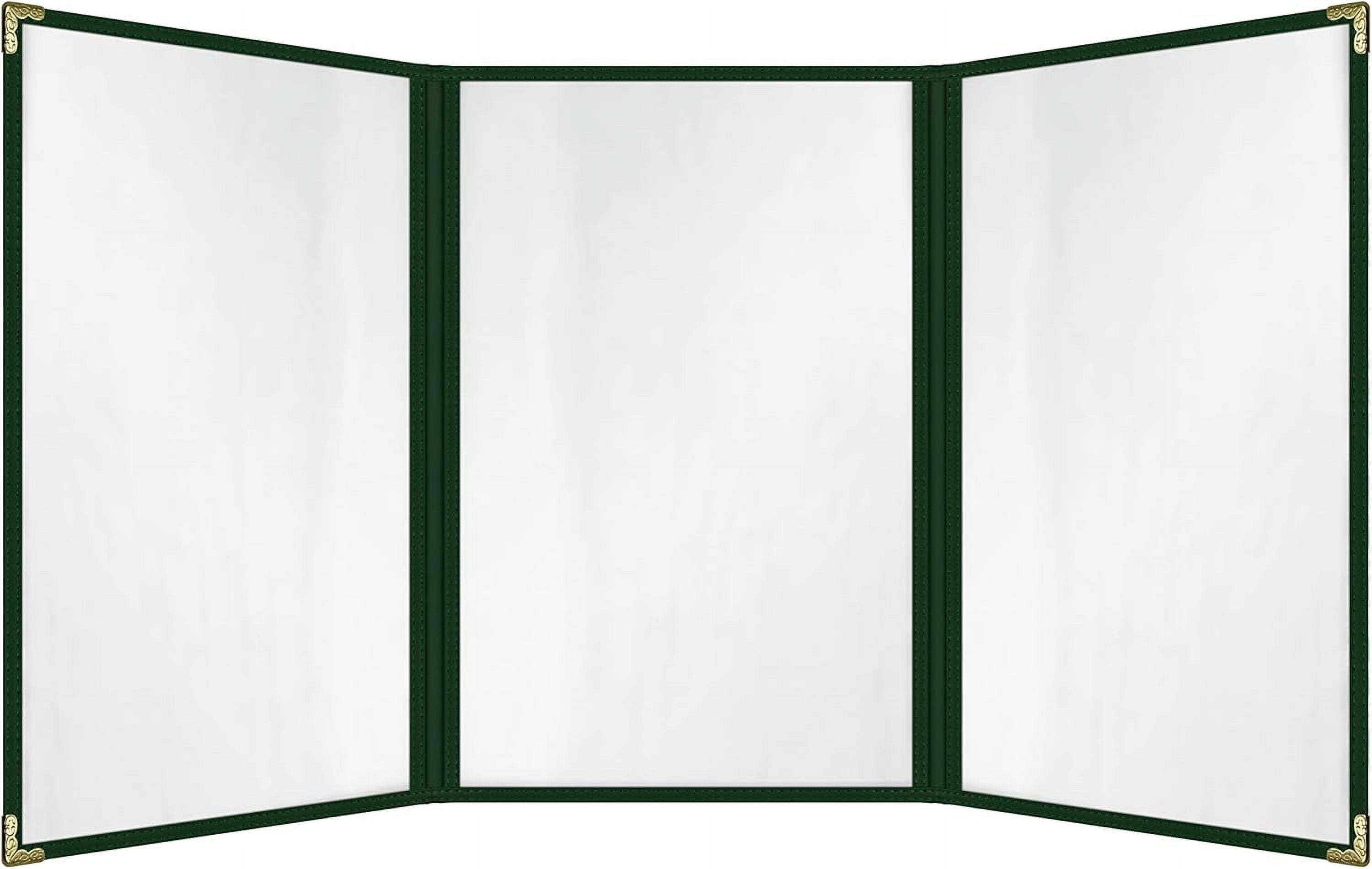 Green, 25 Pack, 3 Pages / 6 Views Trifold - 8.5" x 14", Cafe Style Menu ...