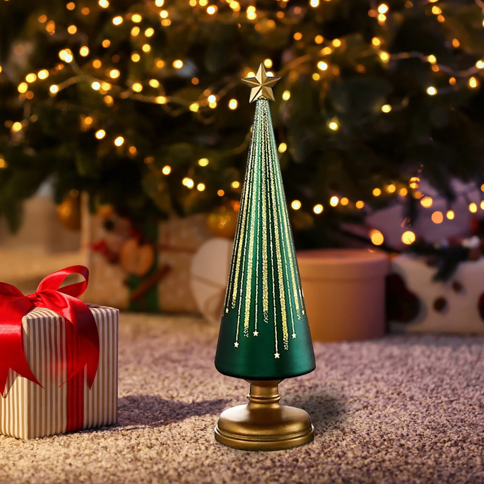 Green 25Cm Starry Night Christmas Tree Ornament A,Star Night Tree Decor ...
