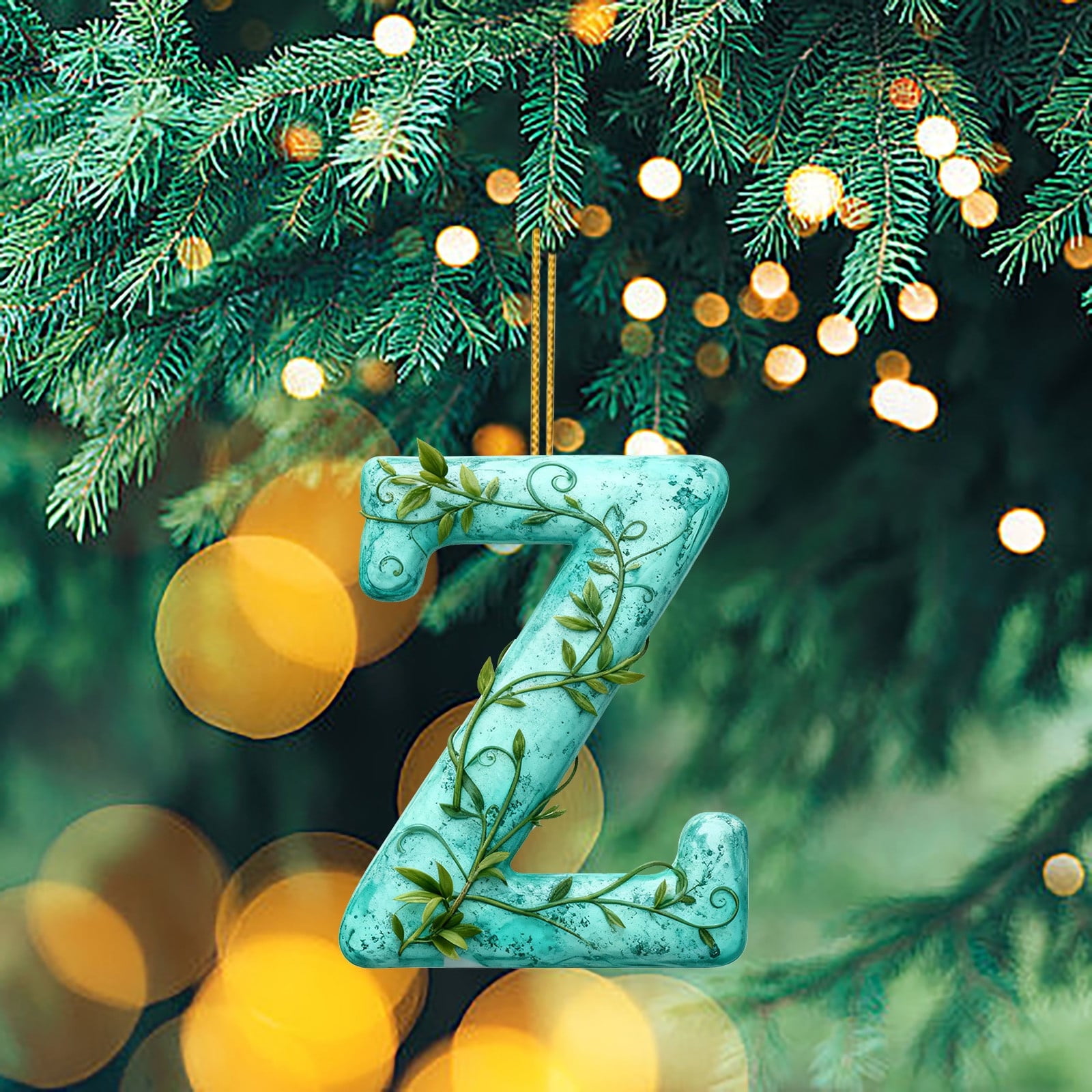 Green 26 Letter Ornaments, Name Pendant,Free Combination Ornament,2D ...