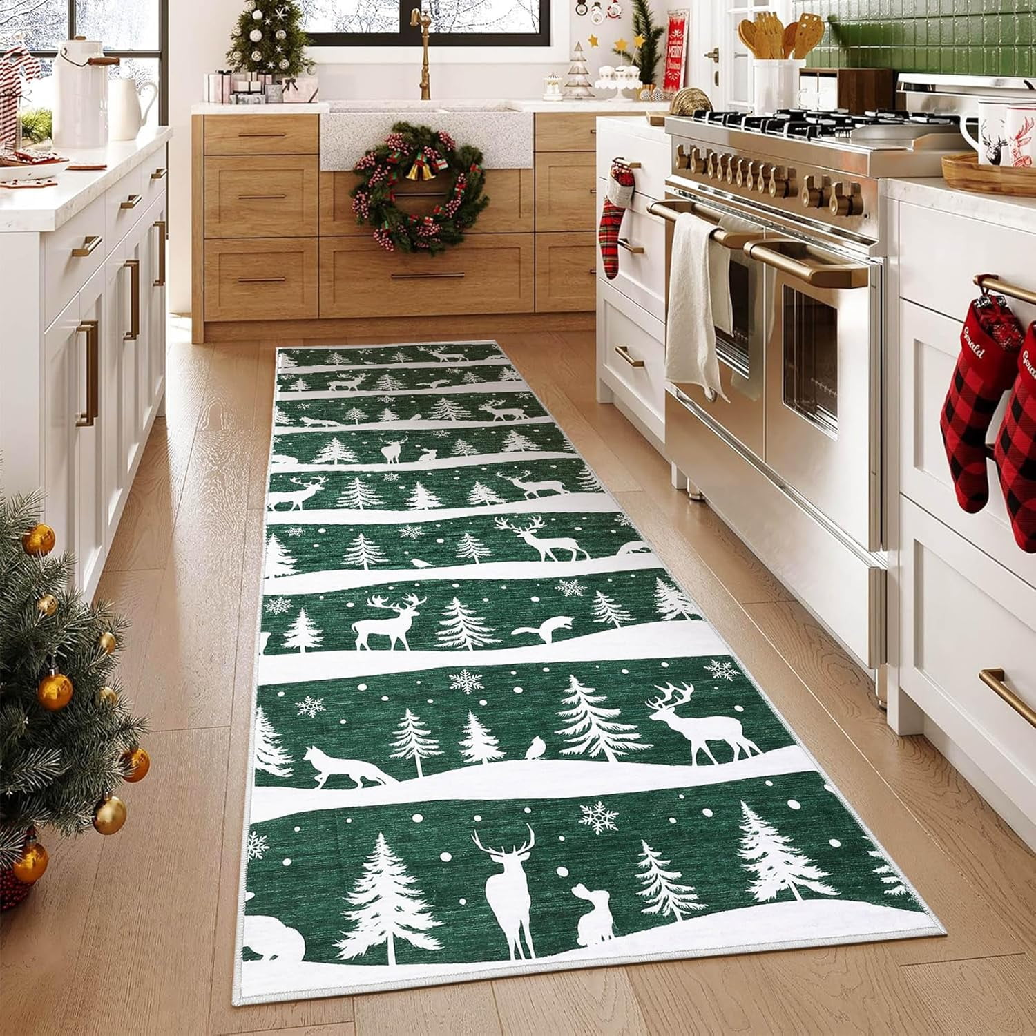 Green 2x6 Runner Rug, Washable Rug for Home Decor, Soft Low Pile ...