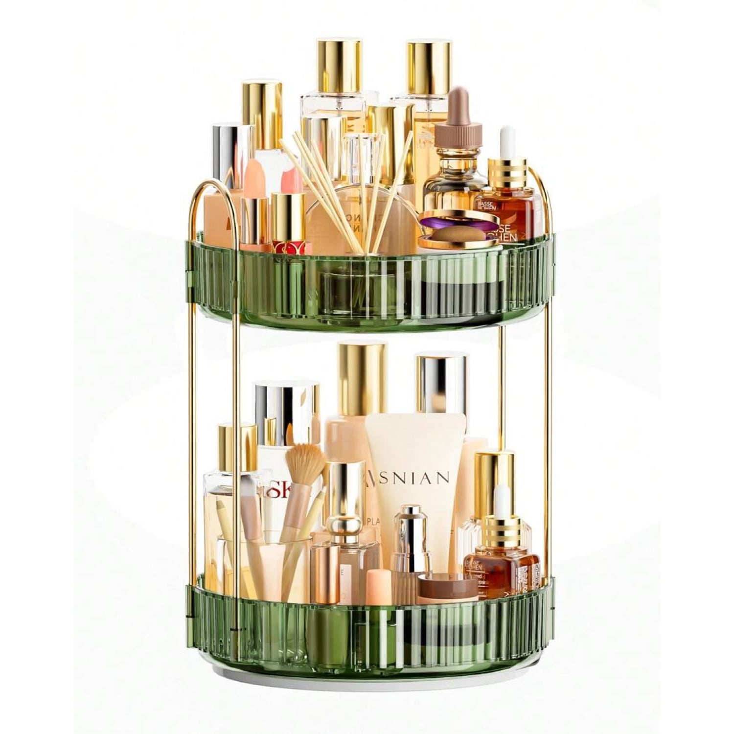 Green 360° Rotating Makeup Organizer, Bathroom Make Up Spinning Holder ...
