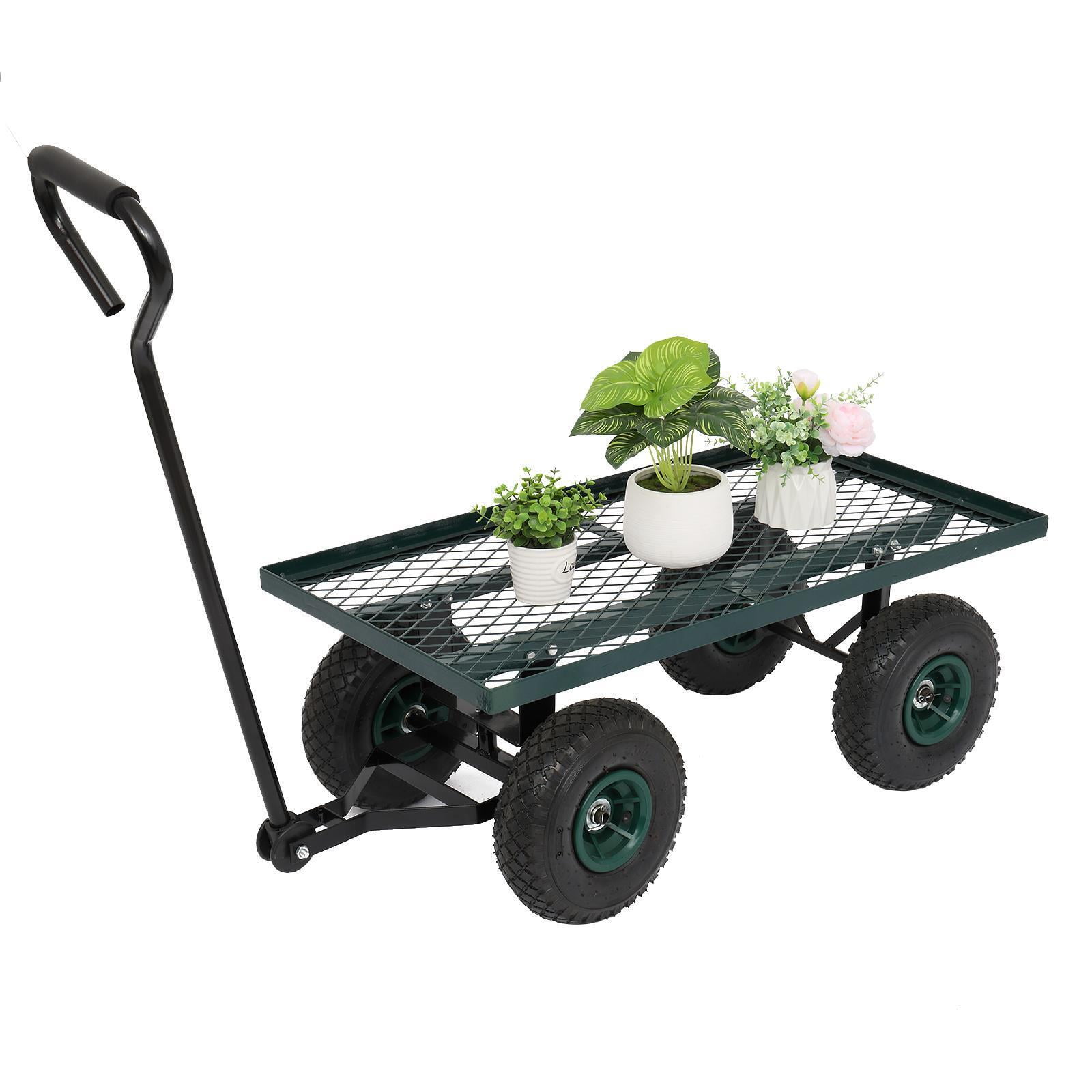 Green 38" Garden Carts Yard Dump Wagon Cart Lawn Utility Cart Outdoor ...