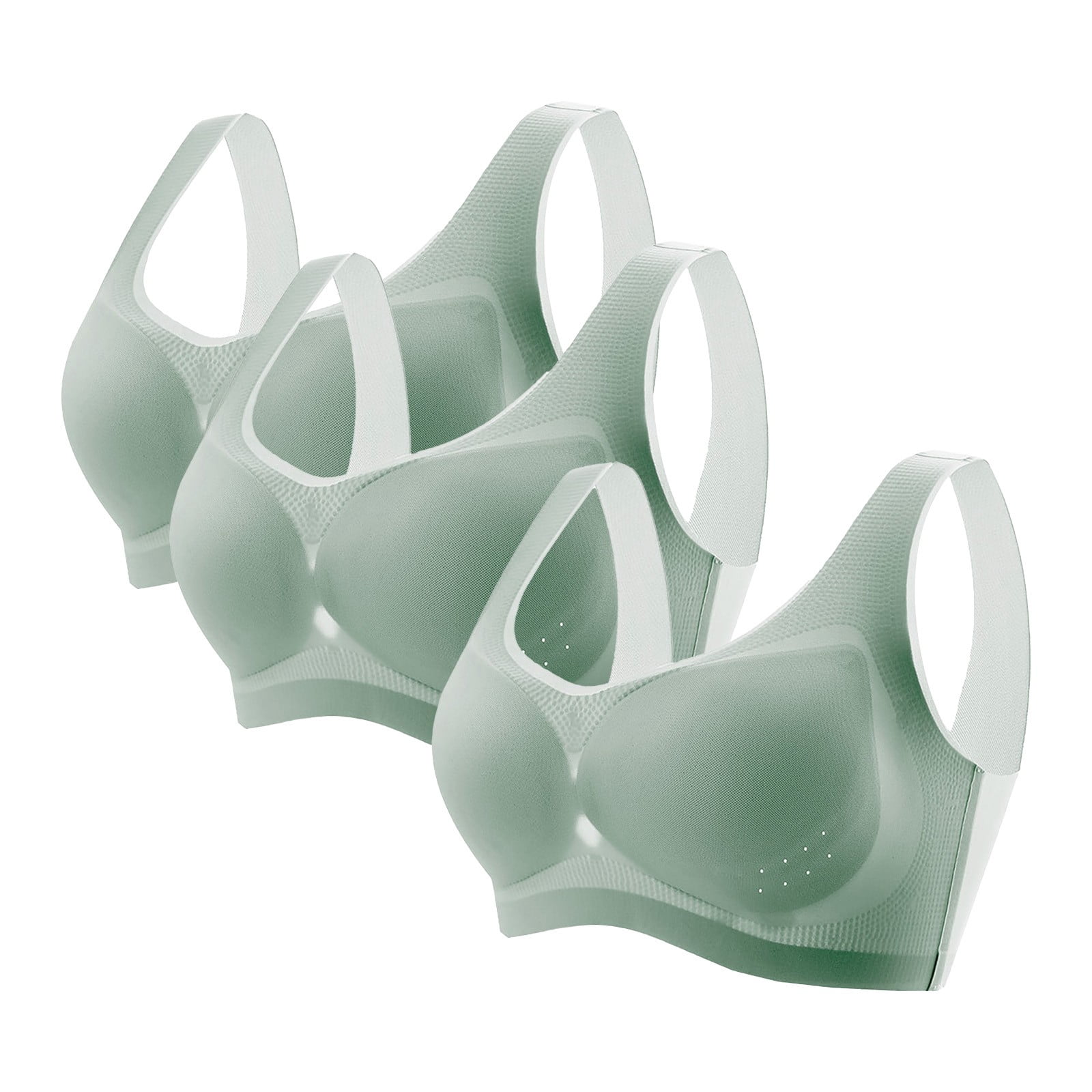 Green 3PCS Wireless Bras for Women Comfortable Bralette,No Underwire ...