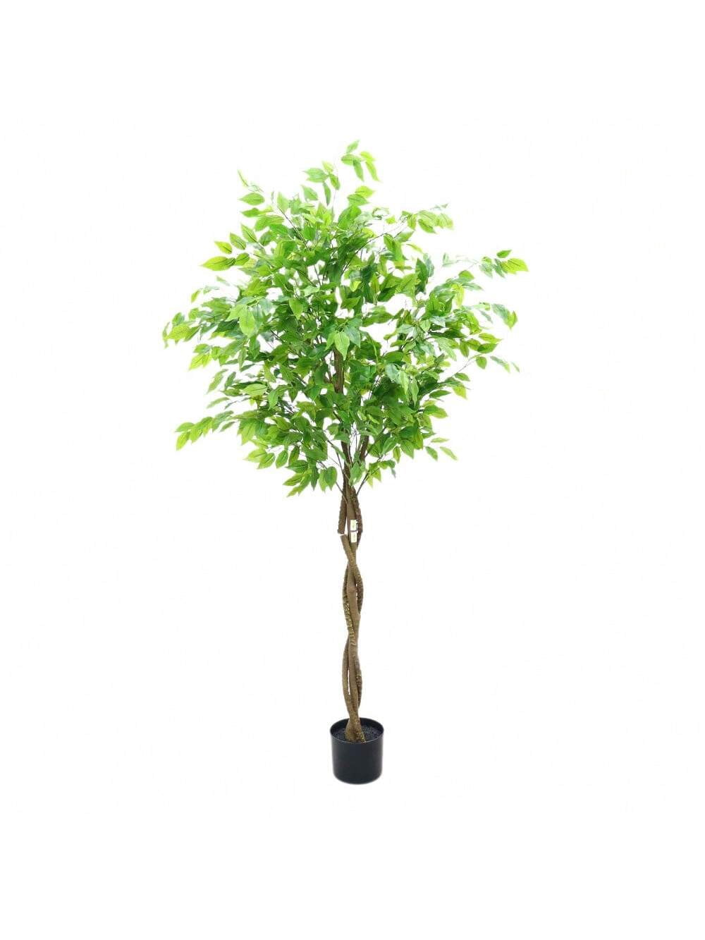 Green - 5 FT Artificial Ficus Tree, Large Faux Ficus Branches ...