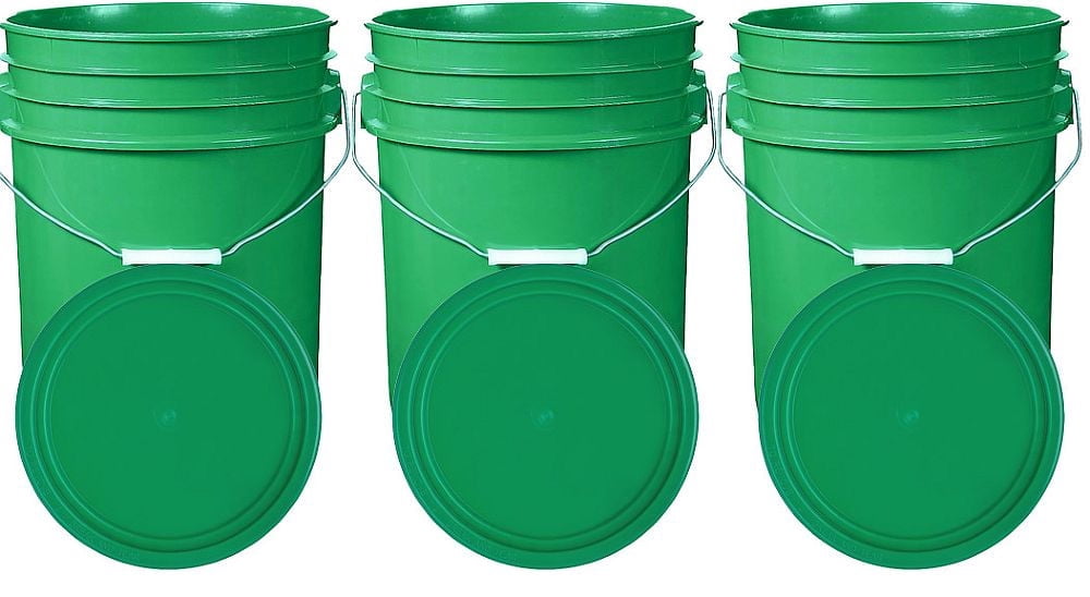 Green 5 Gallon Buckets and Flat Lids Food Grade Combo 3 Pack - Walmart.com