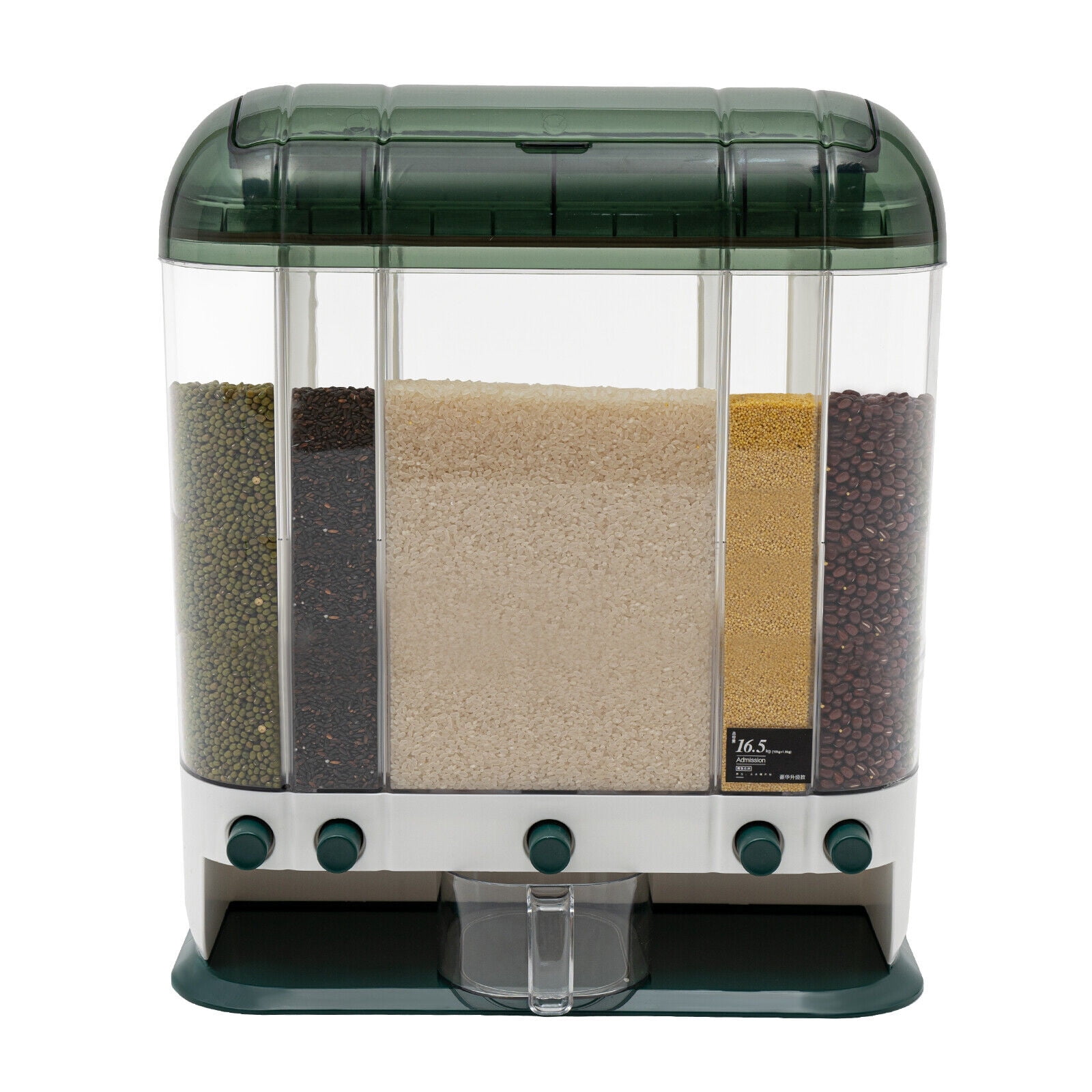 Green 5 Slots Rice Dispenser Bulk Food Storage Dry Food Dispenser ...