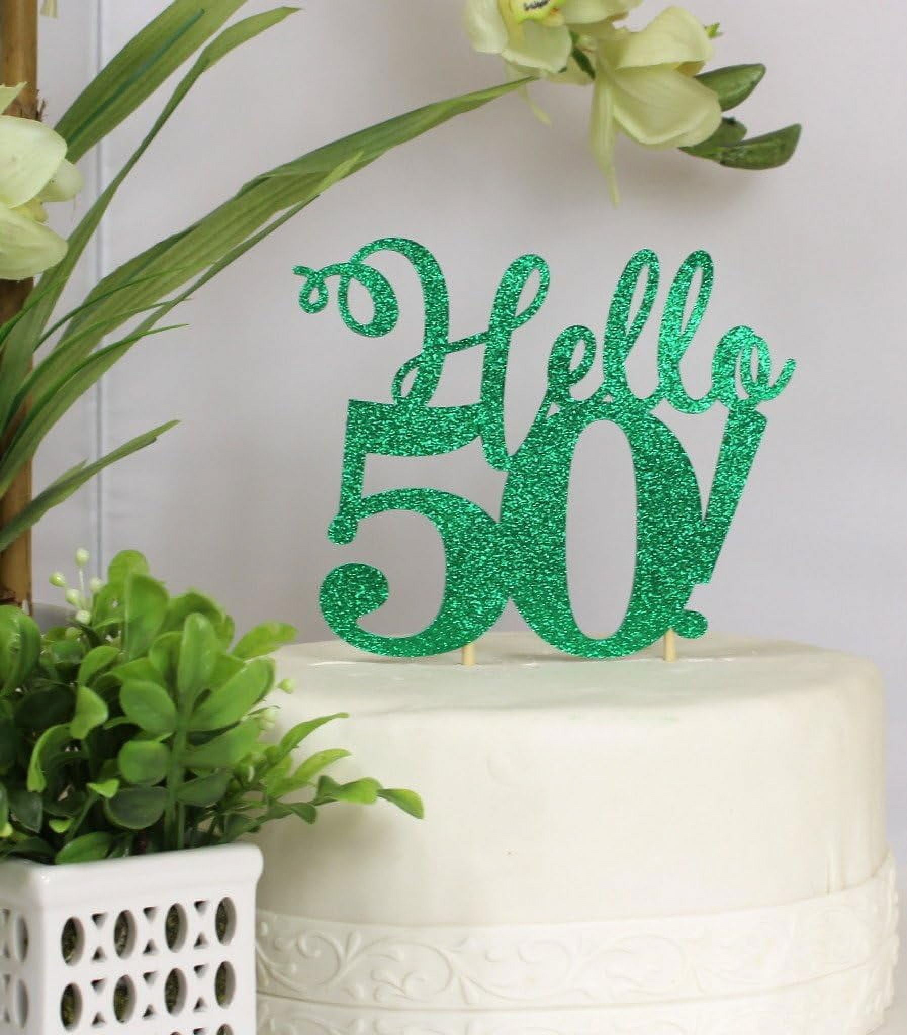 Hello 50! Cake Topper,1Pc, 50Th Birthday Decoration, Party Decor ...