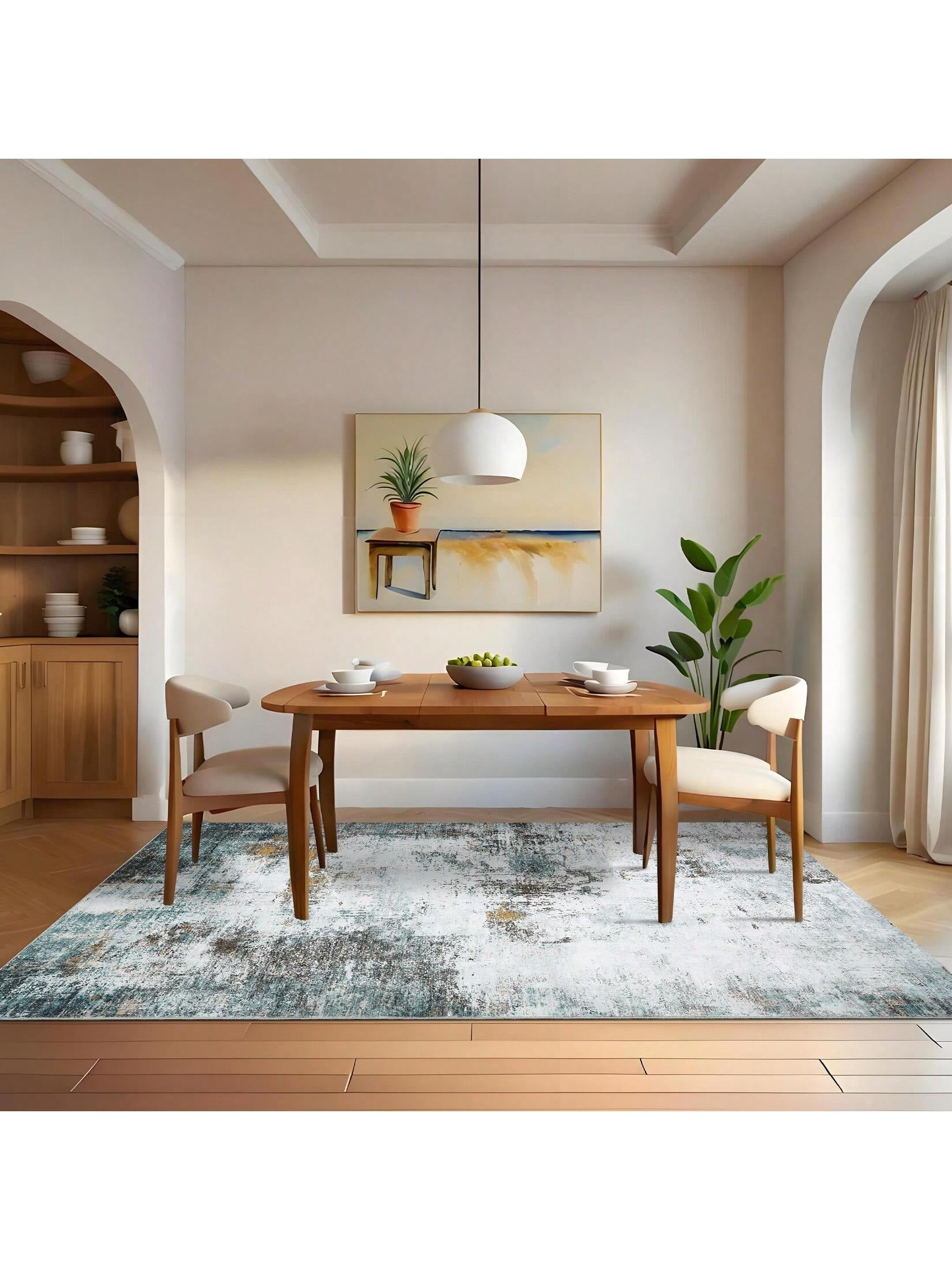 Green 5x7 FT Modern Chaos Impression Printed Pearl Velvet Area Rug ...