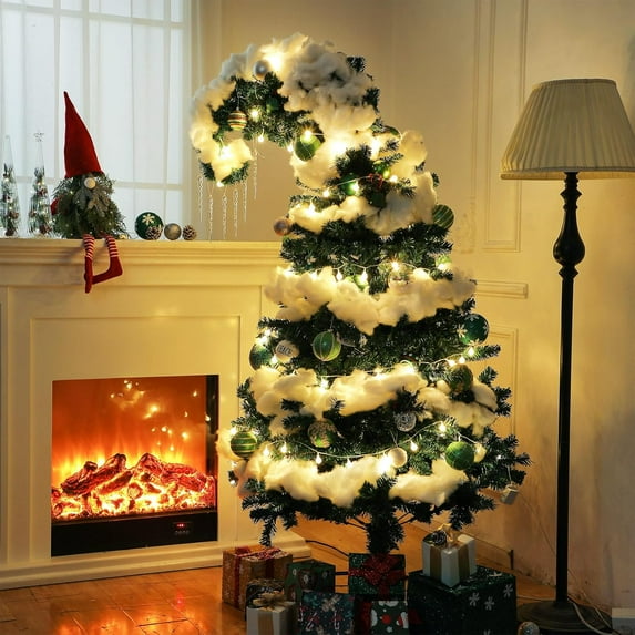 Green 6 ft Crooked Top Christmas Tree - Artificial Bendable Whimsical ...
