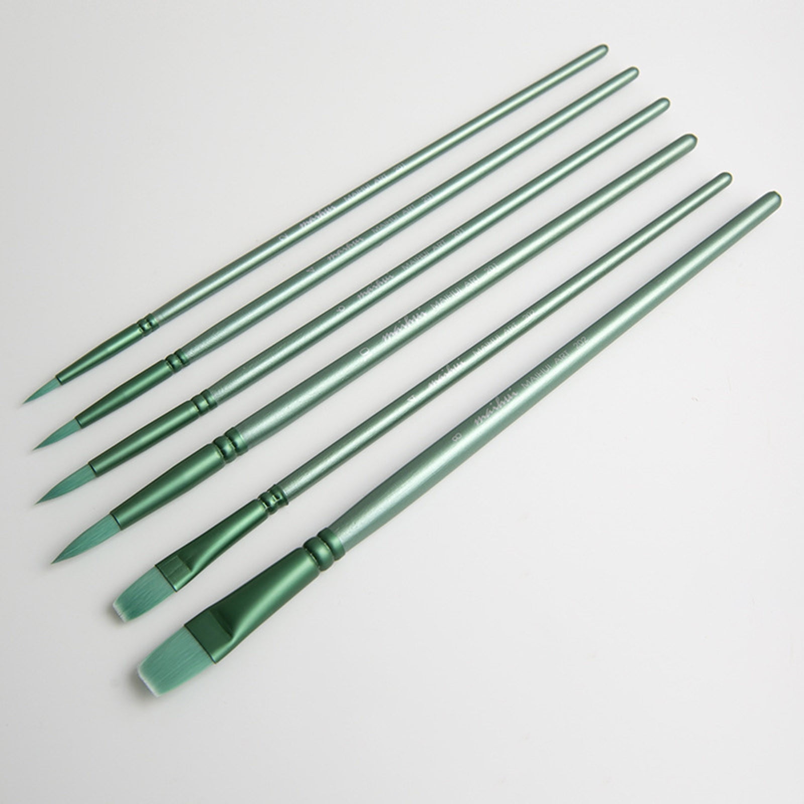 Green 6pcs Paint Brush Set, Acrylic Watercolor Brushes Nylon Hair for ...