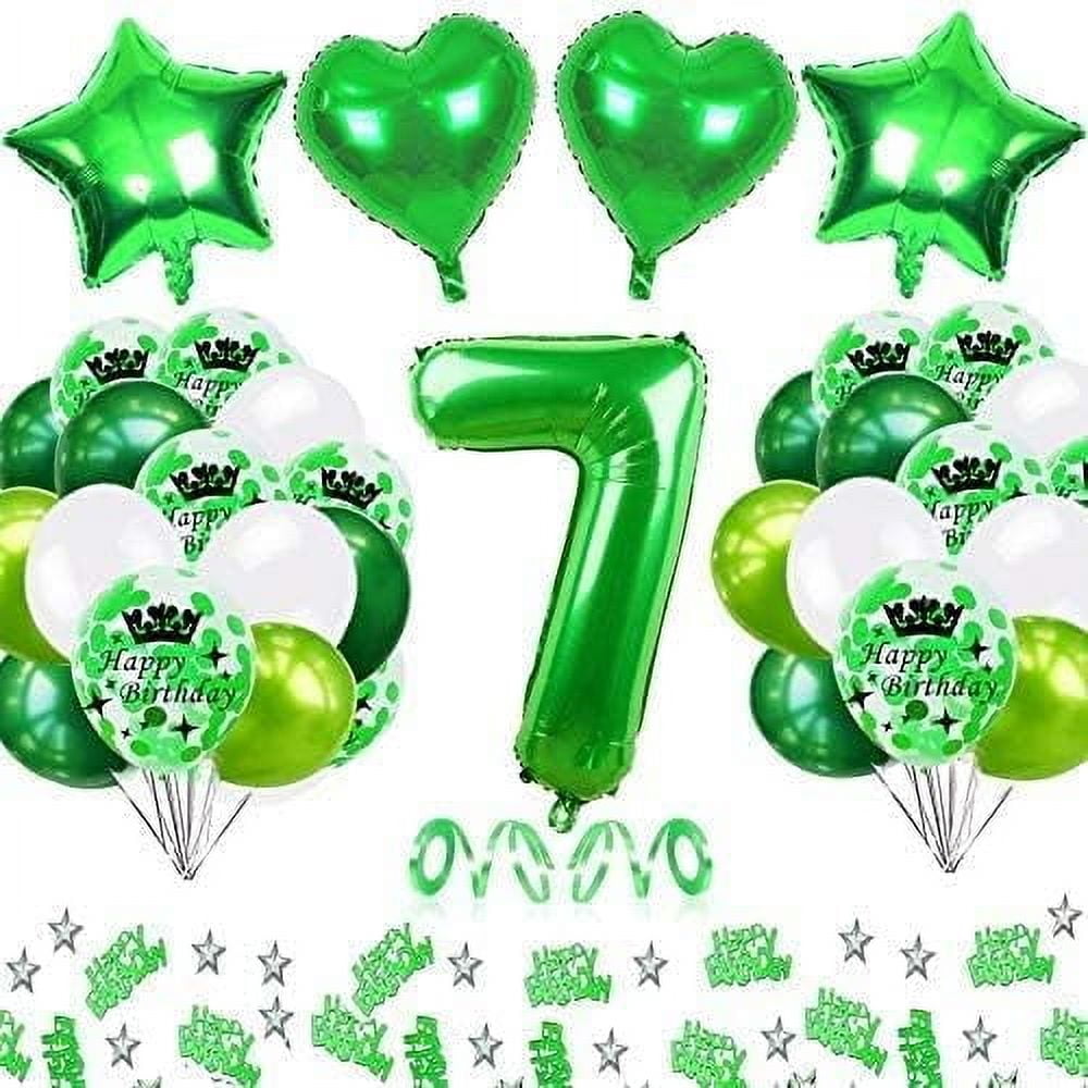 Green 7th Birthday Decoration, 7th Birthday Party Decoration with ...