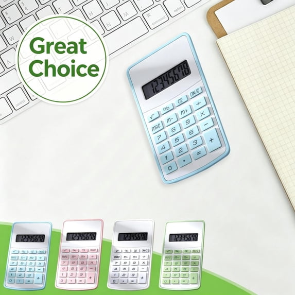 Green 8-Digit Basic Calculator, Large Display & Quiet Round Buttons ...