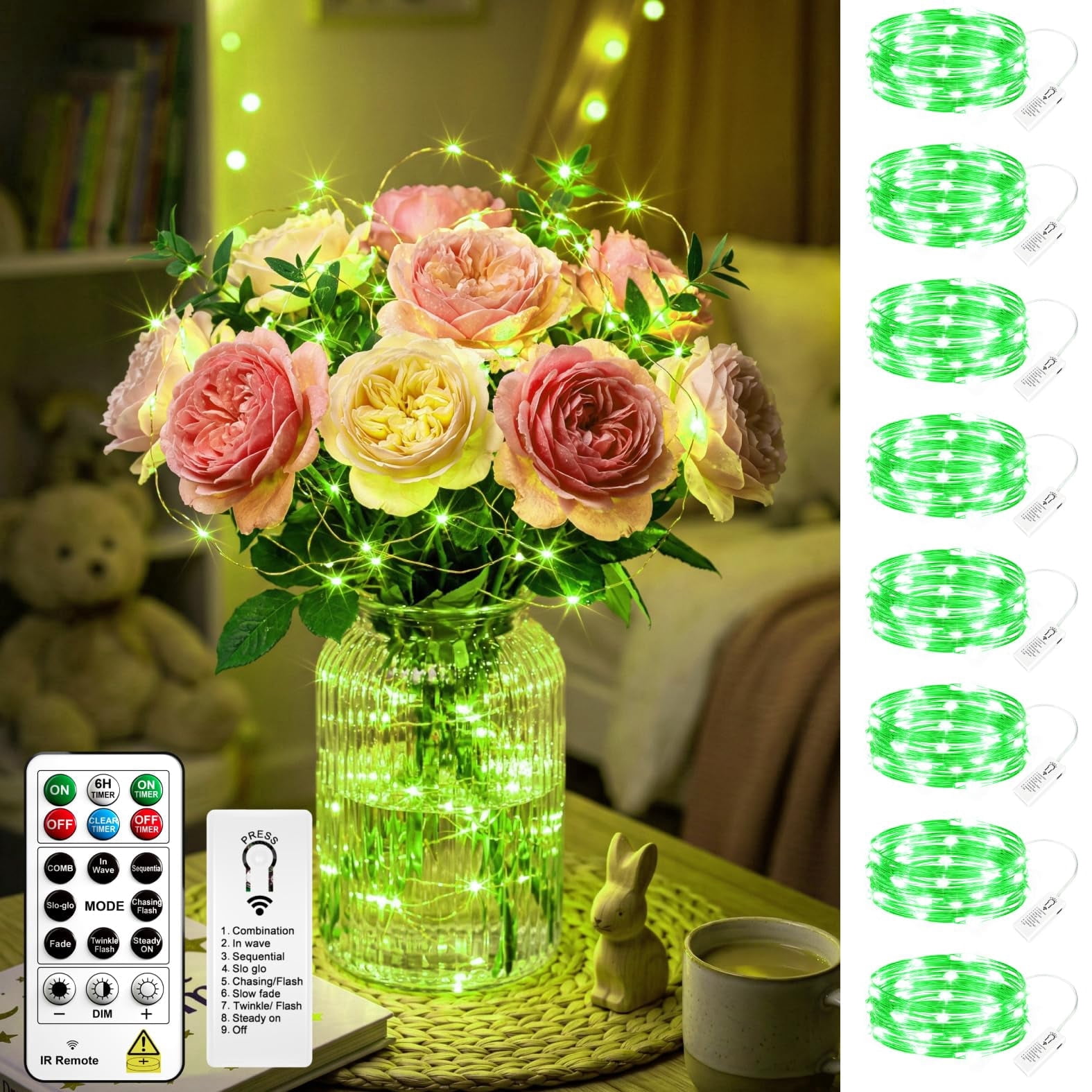 Green 8 Pack – 7ft LED Fairy String Lights - Walmart.com
