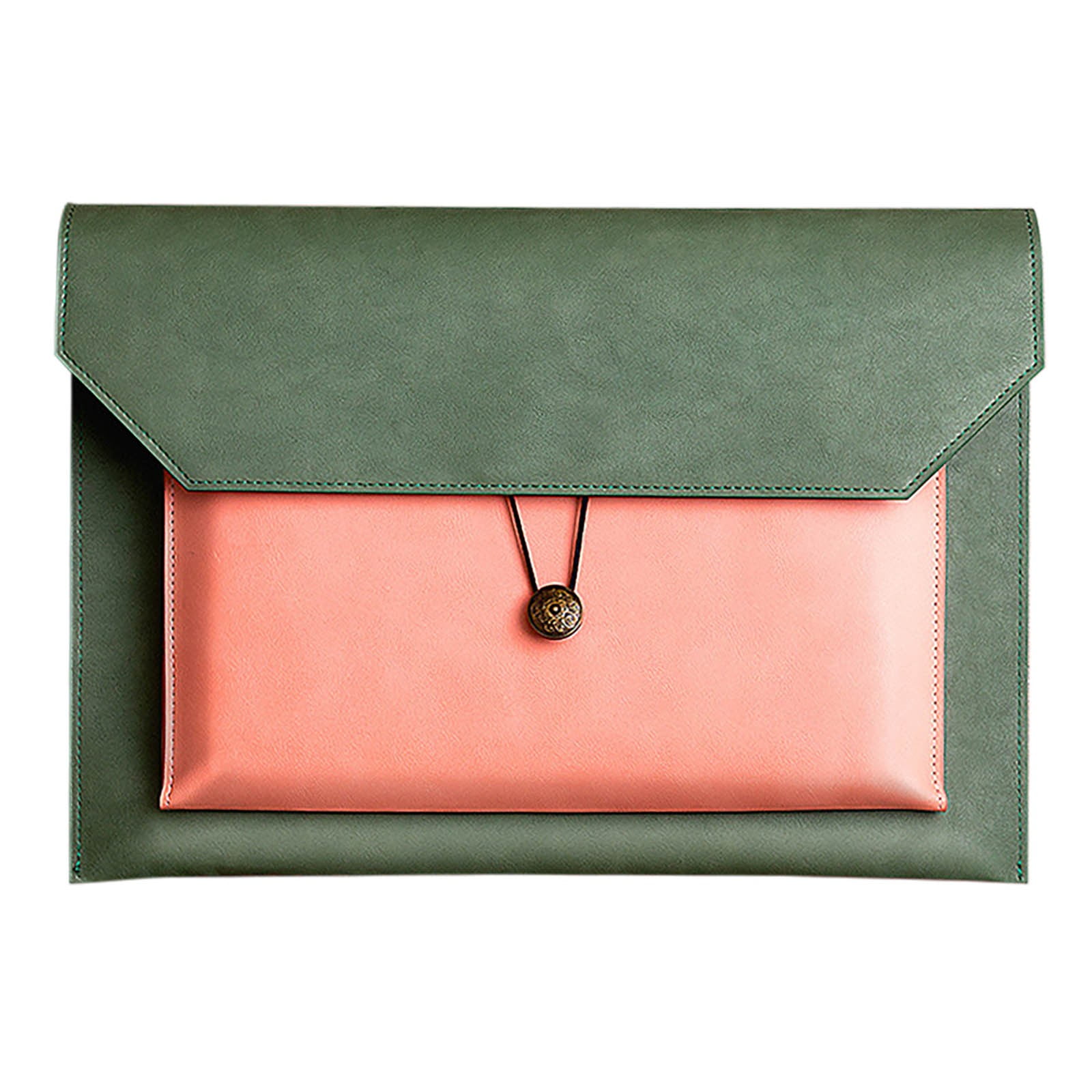 Green A4 Paper File Bag Leather Document Folder Thickened Data Buckle ...