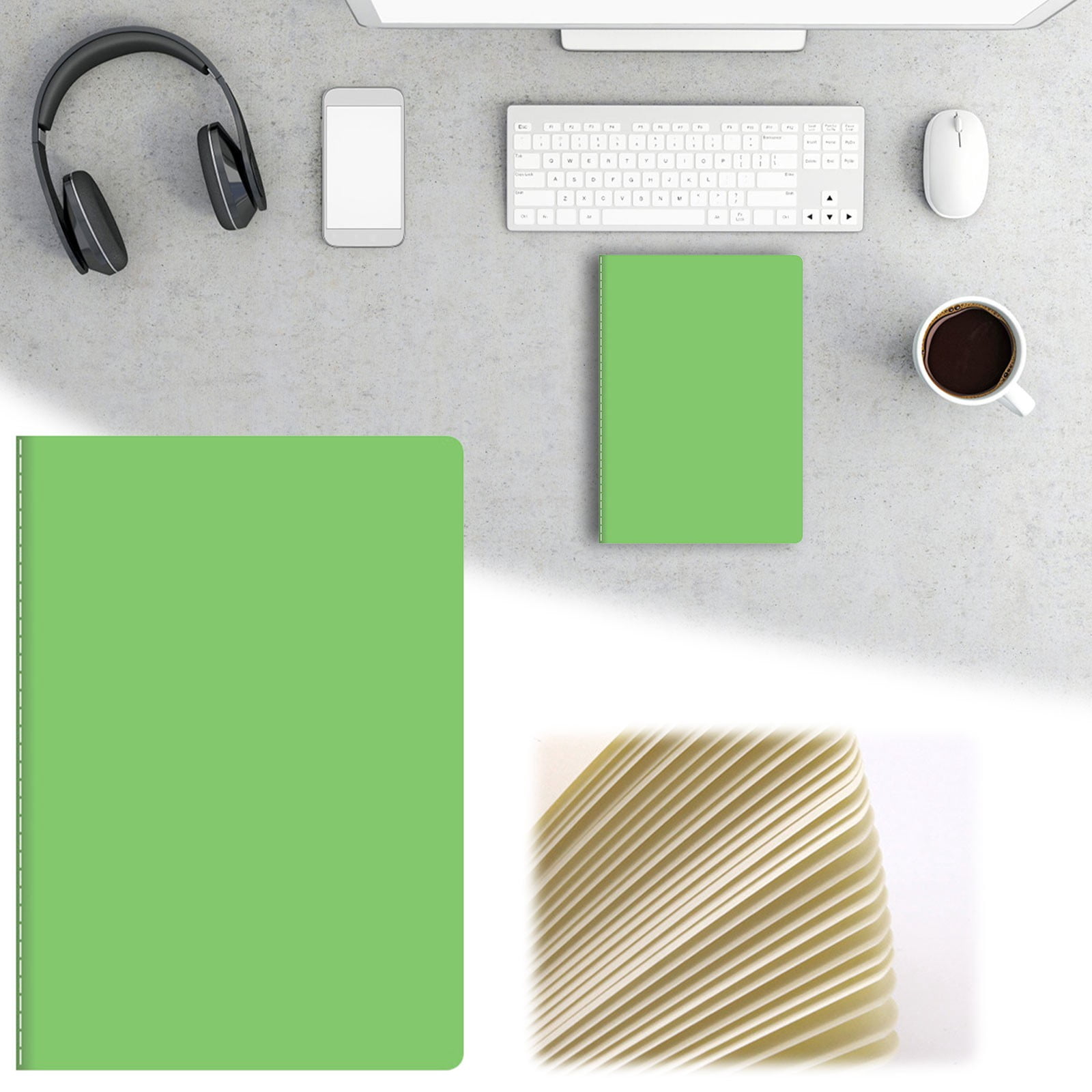 Green A5 cable notebook-A5 Notebook 30 Sheets Lined Paper Softcover ...