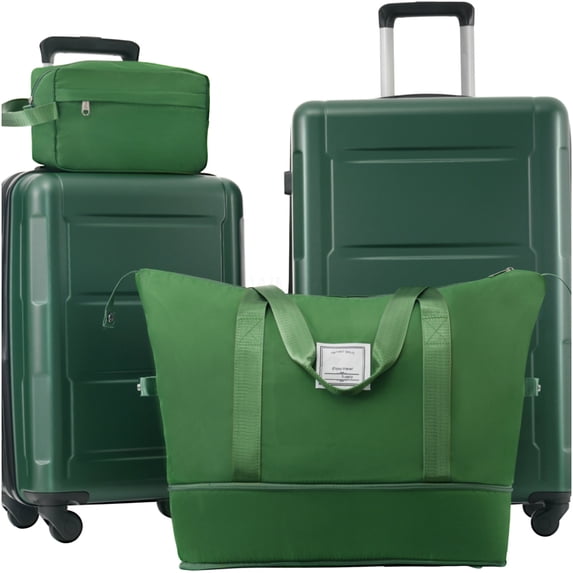 Green ABS 2-Piece Expandable Luggage Set with TSA Lock, 360° Spinner ...