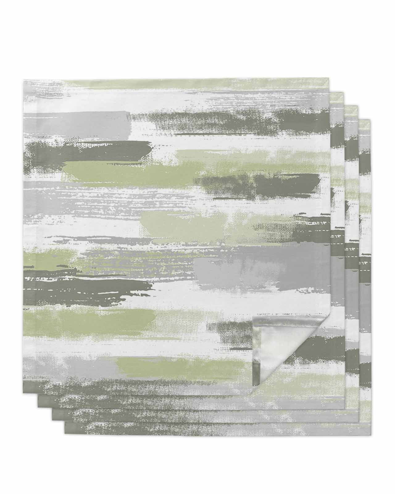 Green Abstract Cloth Napkins Set of 4 Reusable Dinner Napkins, Grey ...