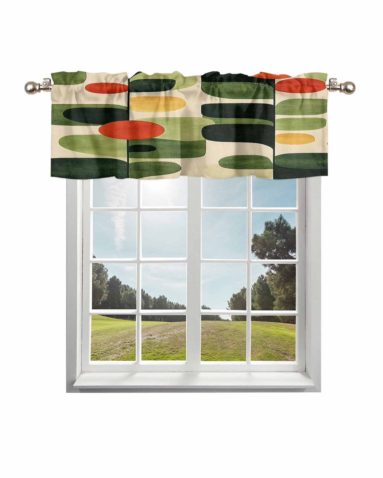 Green Abstract Curtain Valance for Windows/Living Room/Kitchen/Bathroom ...