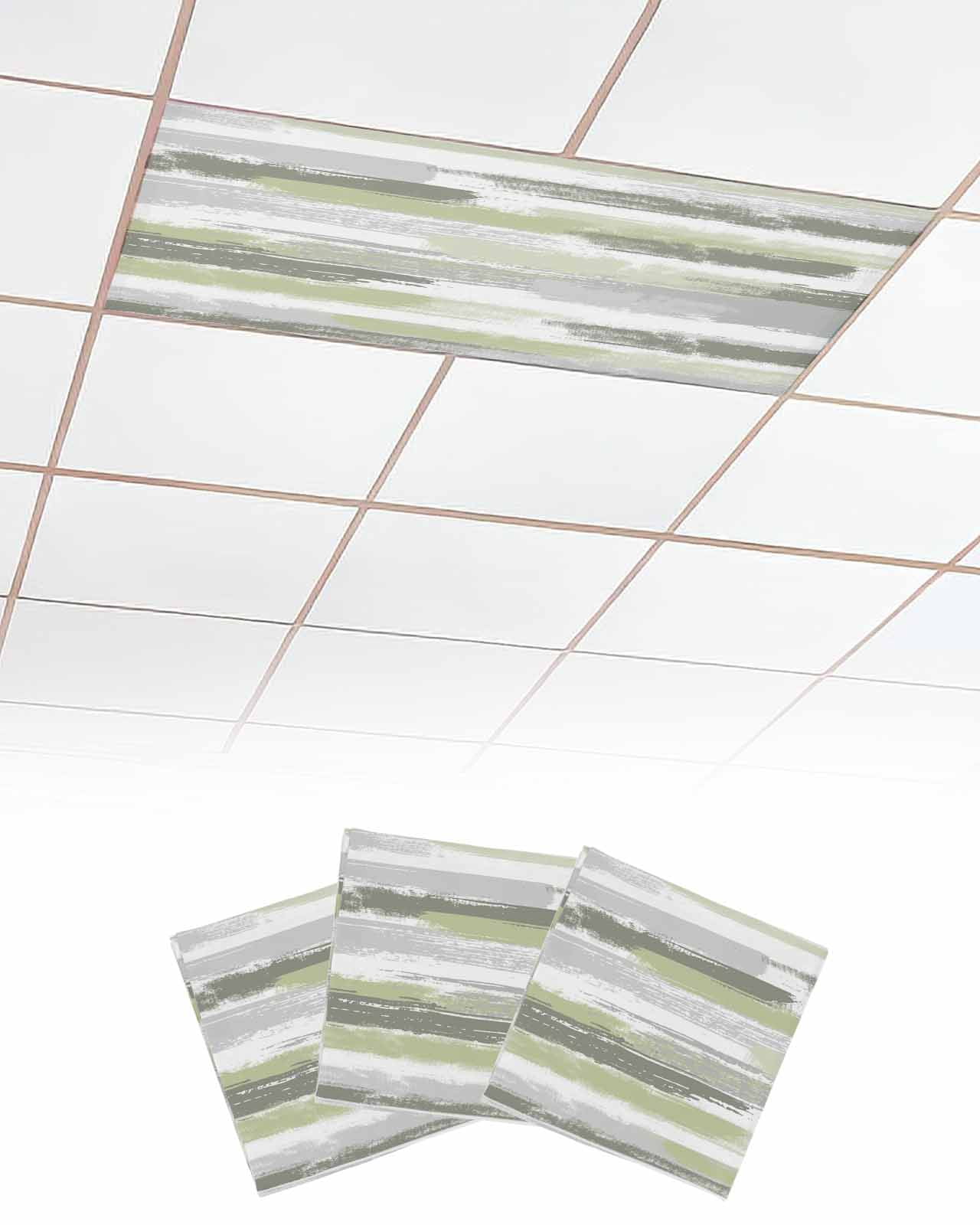 Green Abstract Fluorescent Light Covers for Ceiling Lights 4x2 feet,3 ...