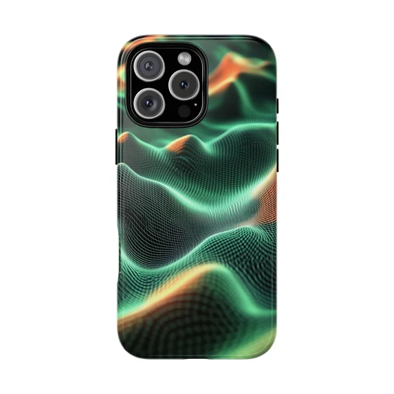 Green Abstract Gravity Waves Pattern Case for iPhone 17 11 12 13 14 15 ...