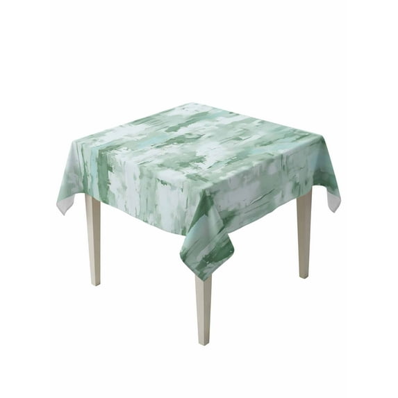 Green Abstract Table Cloth, Modern Oil Painted Art Contemporary ...