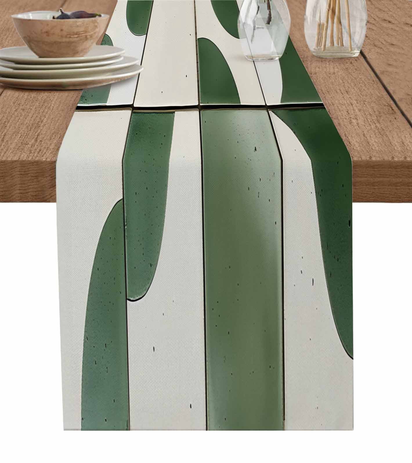 Green Abstract Table Runner 108 Inches, Modern Geometric Contemporary ...
