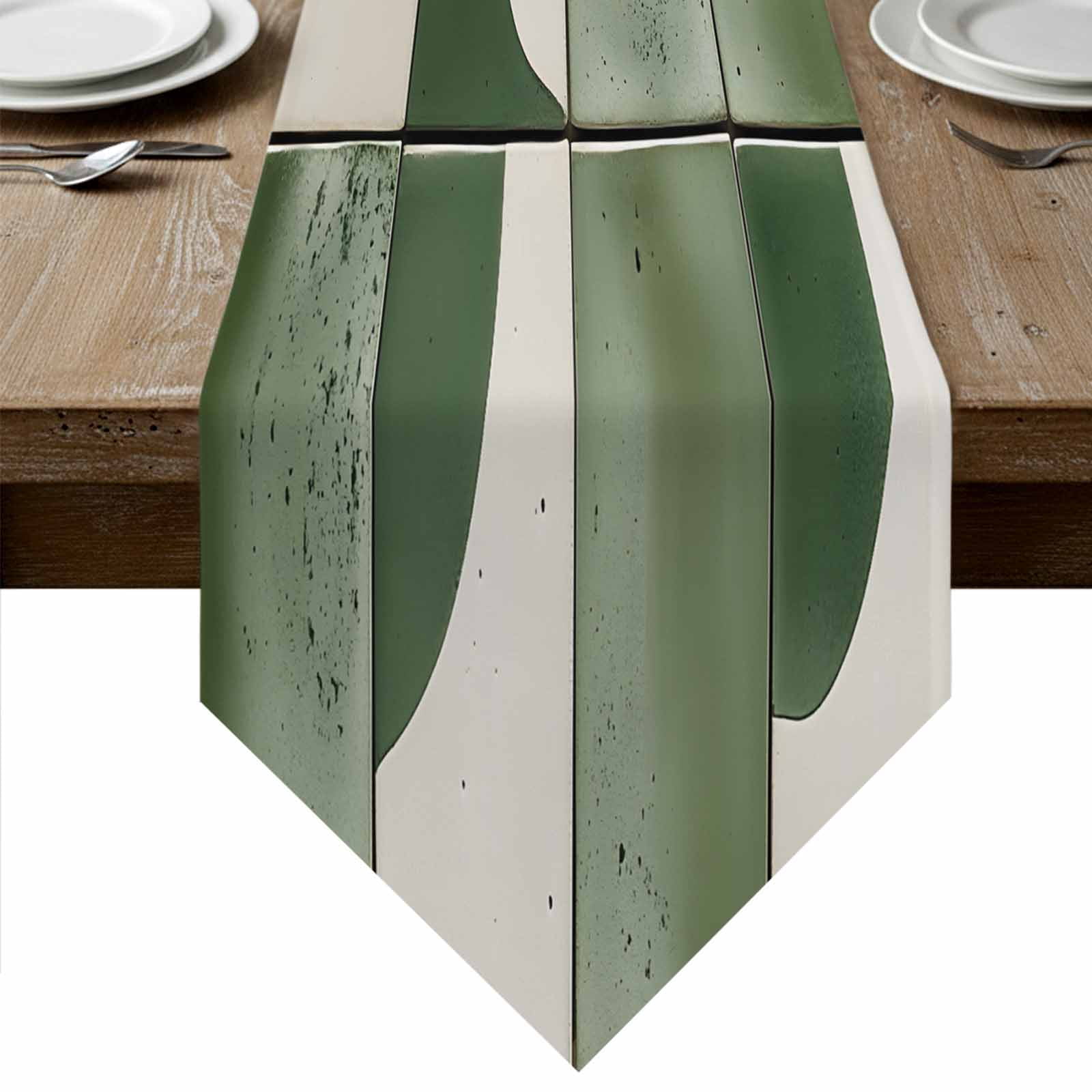 Green Abstract Table Runner Linen Burlap Table Runner 36 Inches Small ...