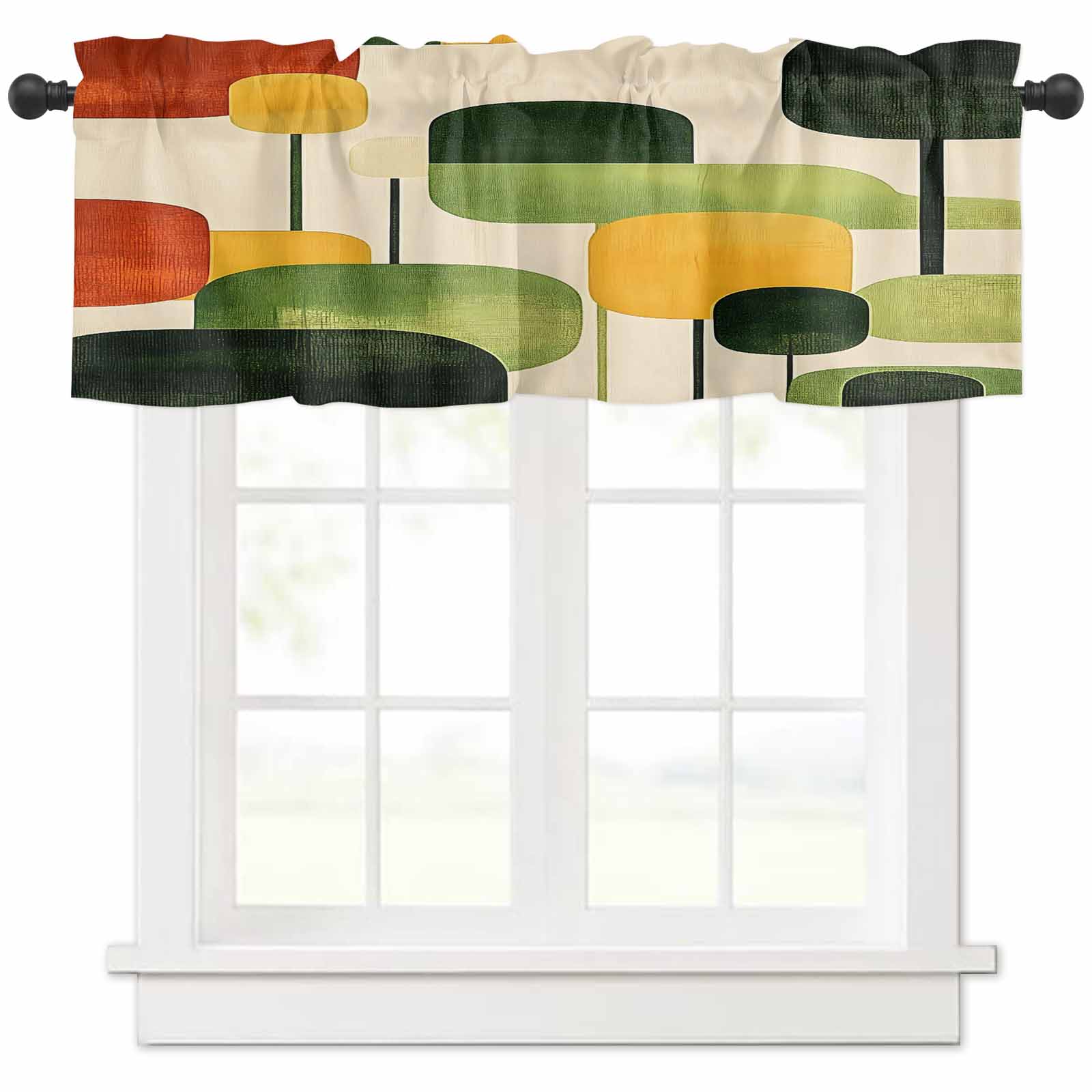 Green Abstract Valances for Windows Farmhouse Kitchen Curtains Valances ...