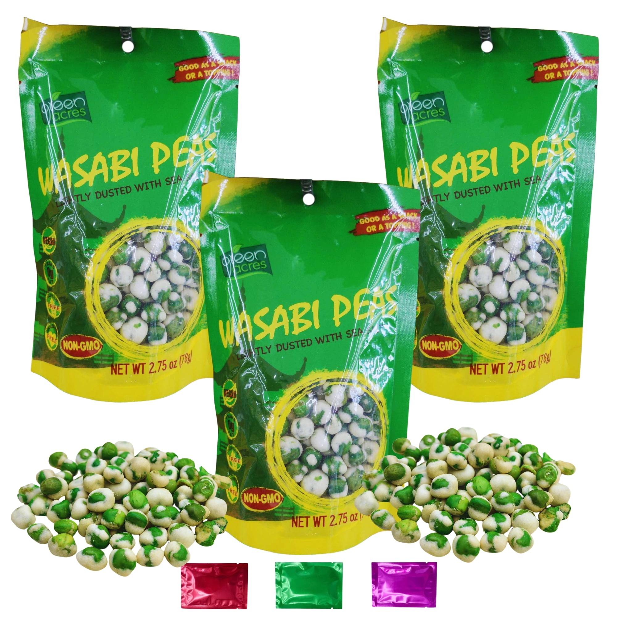Green Acres Wasabi Peas Snacks, Lightly Dusted with Sea Salt, Gluten ...