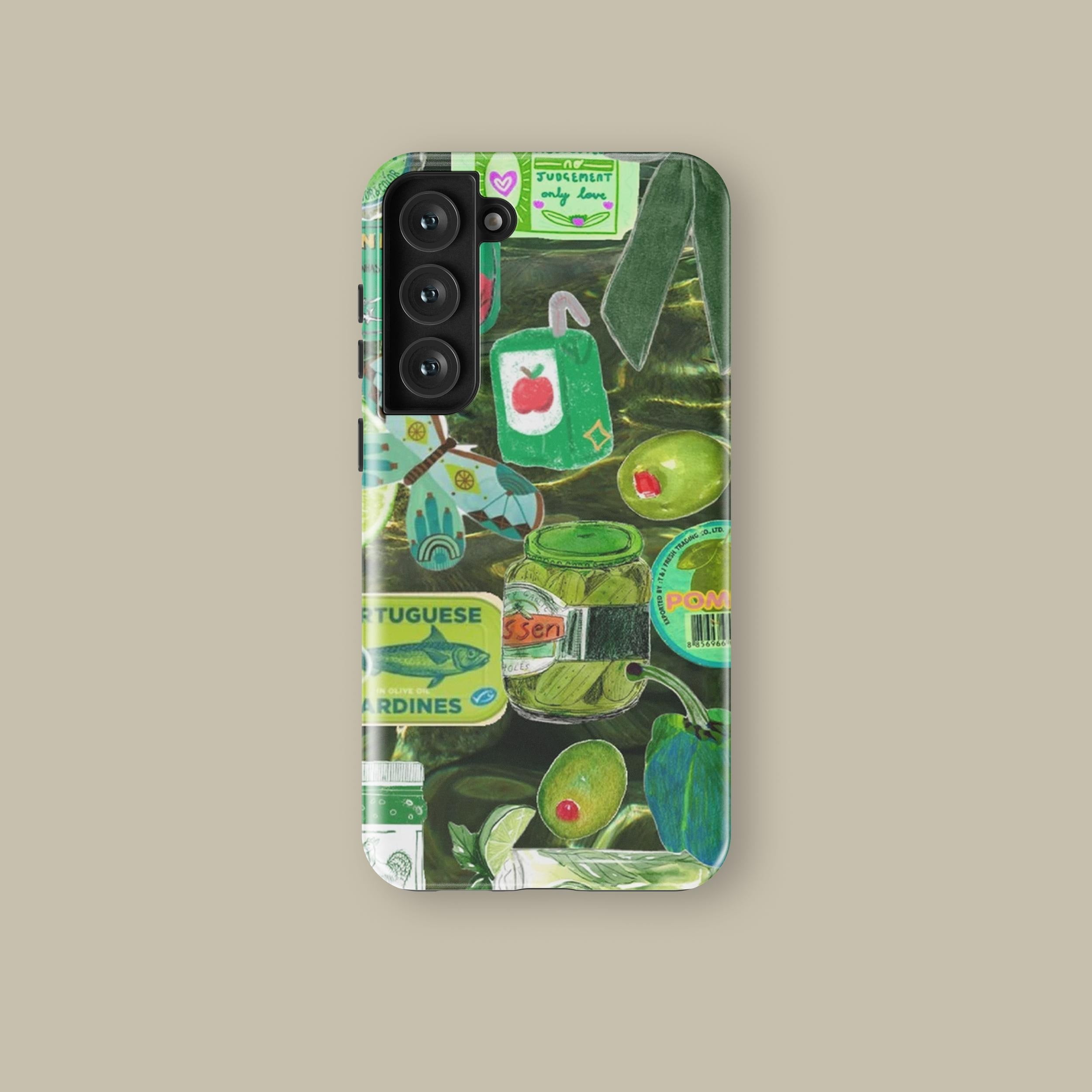 Green Aesthetic Food Collage Case for iPhone Samsung Foodie Art ...