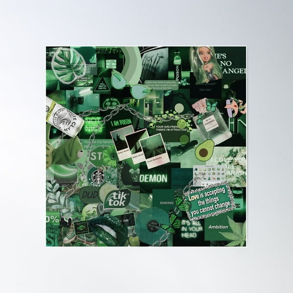 Green Aesthetic Poster Wall Art, Modern Wall Decor For Living Room ...