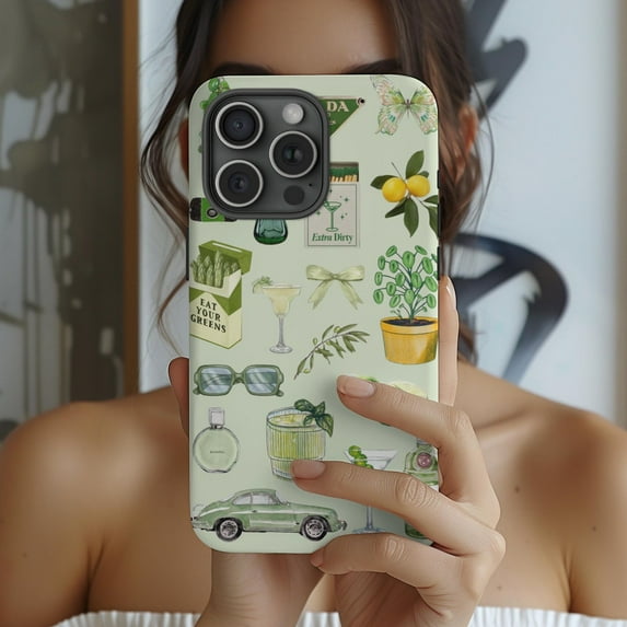 Green Aesthetic Preppy Collage Phone Case for 17 16 15 14 13 12 11 Pro ...