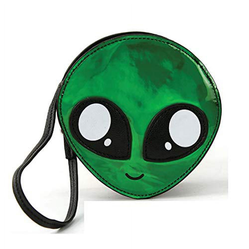 Green Alien Face Wristlet, Sleepyville Critters Vinyl Shiny Purse ...