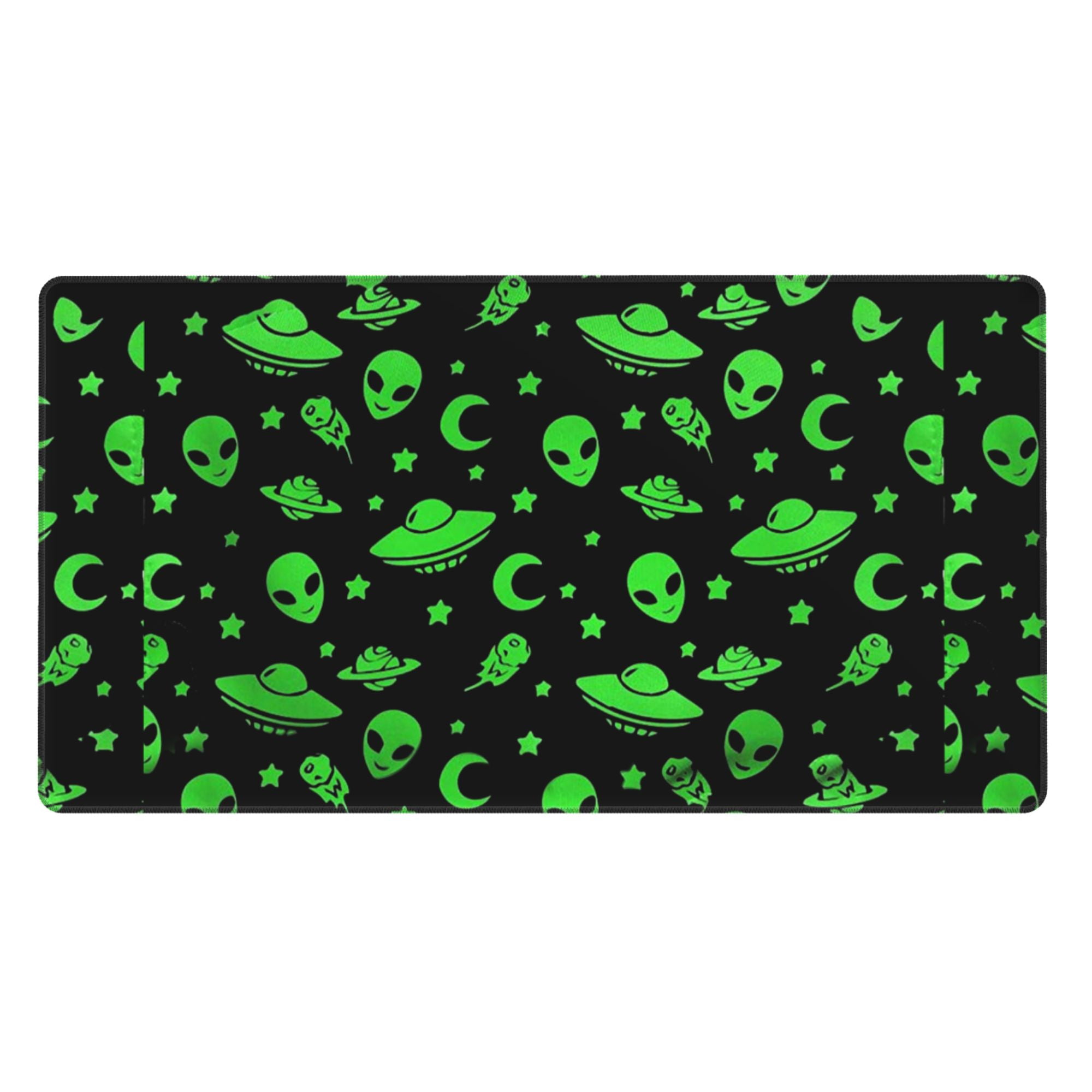 Green Alien Moon Spaceships Large Gaming Mouse Pad, Large Keyboard Pad ...