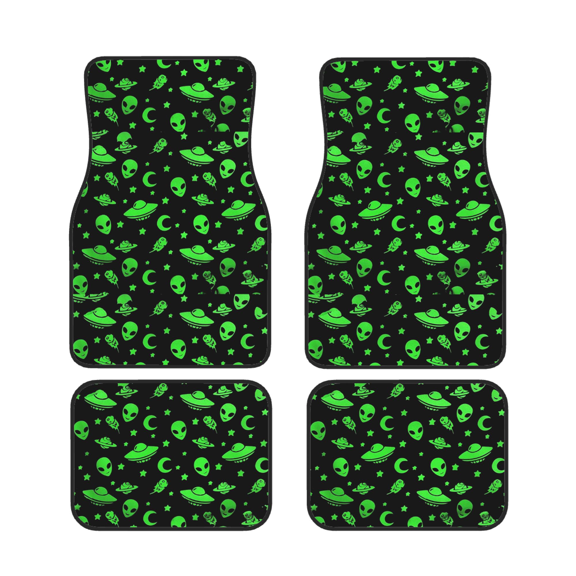 Green Alien Moon Spaceships Universal Fit Carpet Floor Mats For Car Suv ...