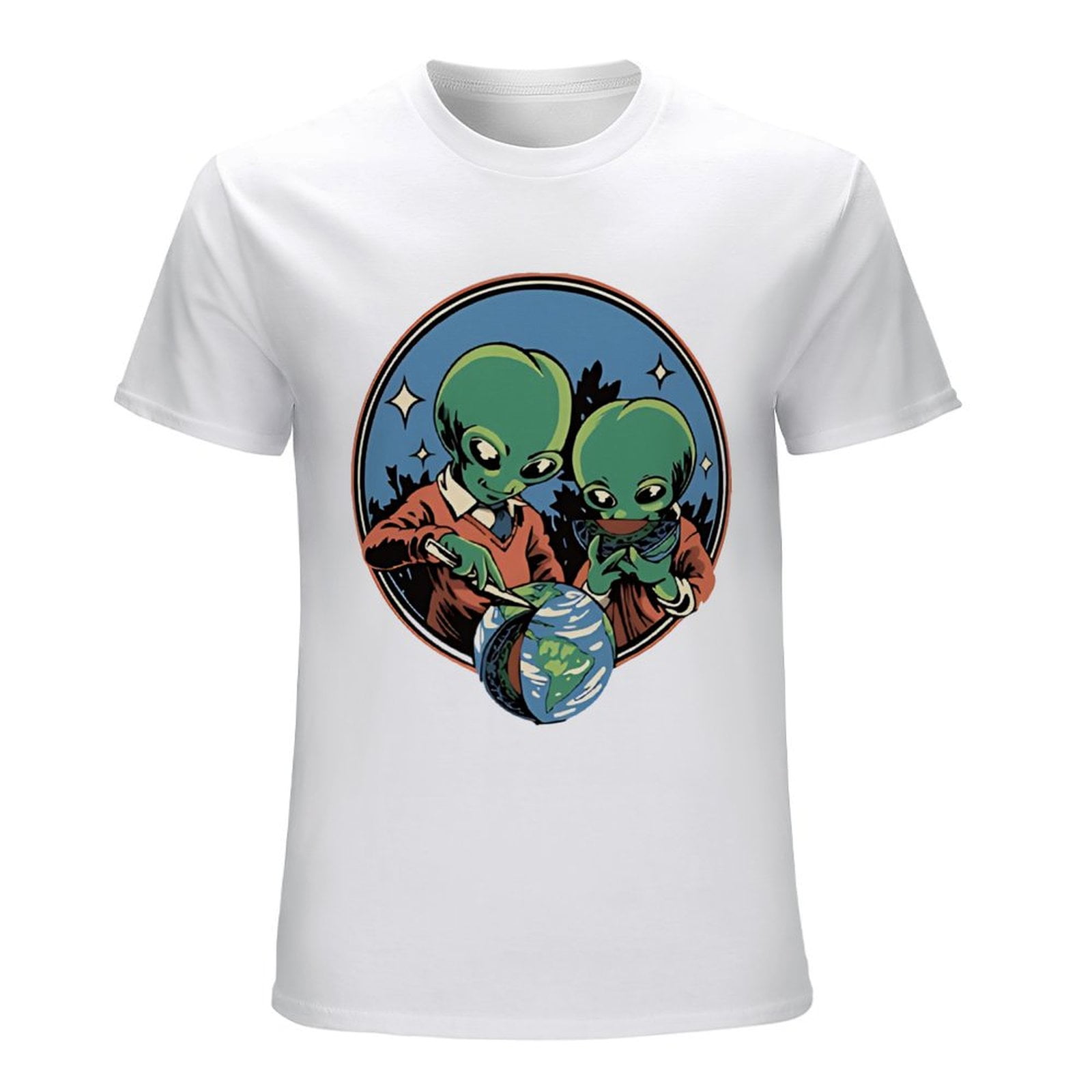 Green Aliens Eat Earth Cake T-Shirt Men's Funny Unique Tee - Walmart.com